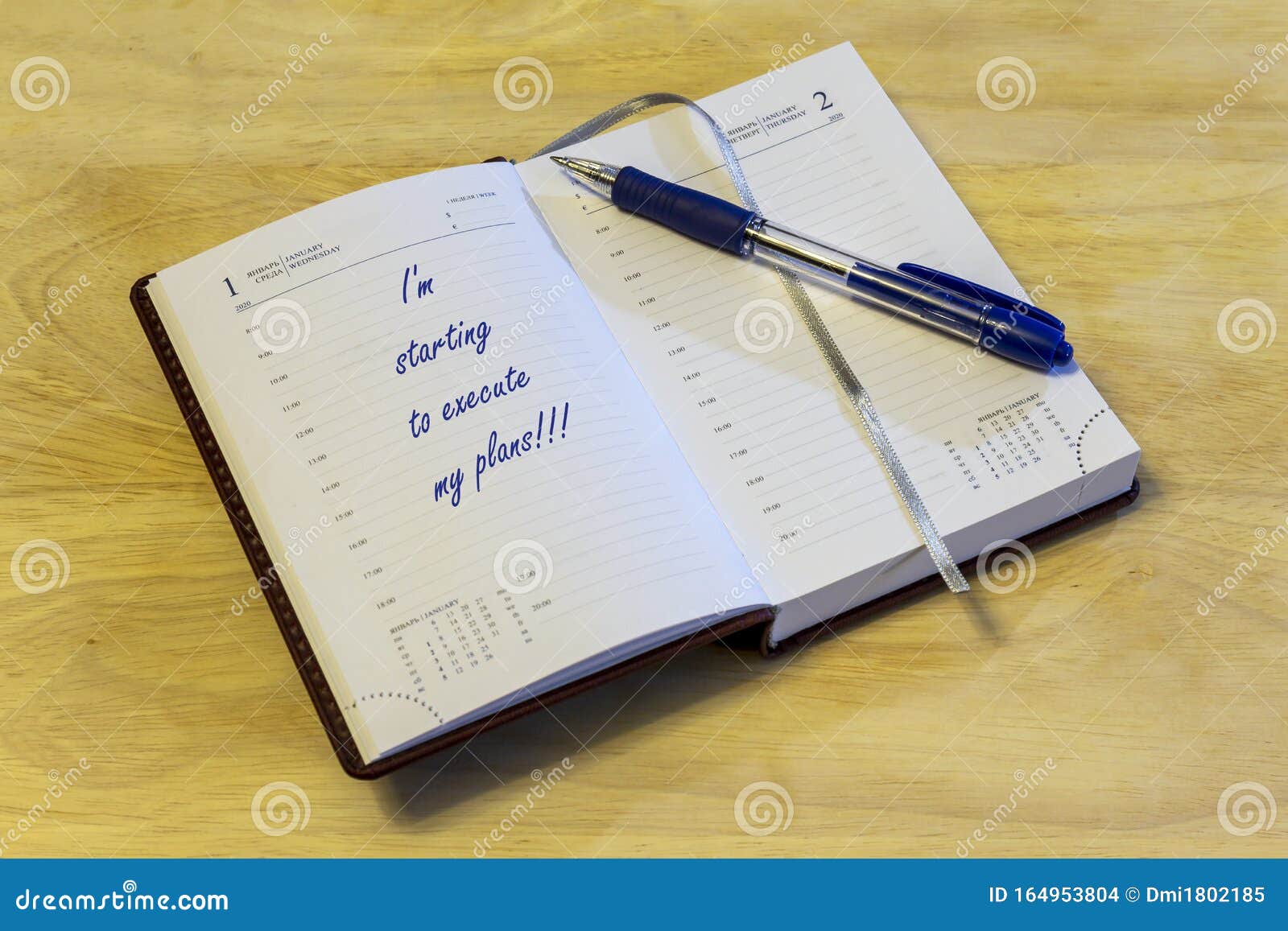 The Diary with the Entry is Open on the Page of the First of January ...