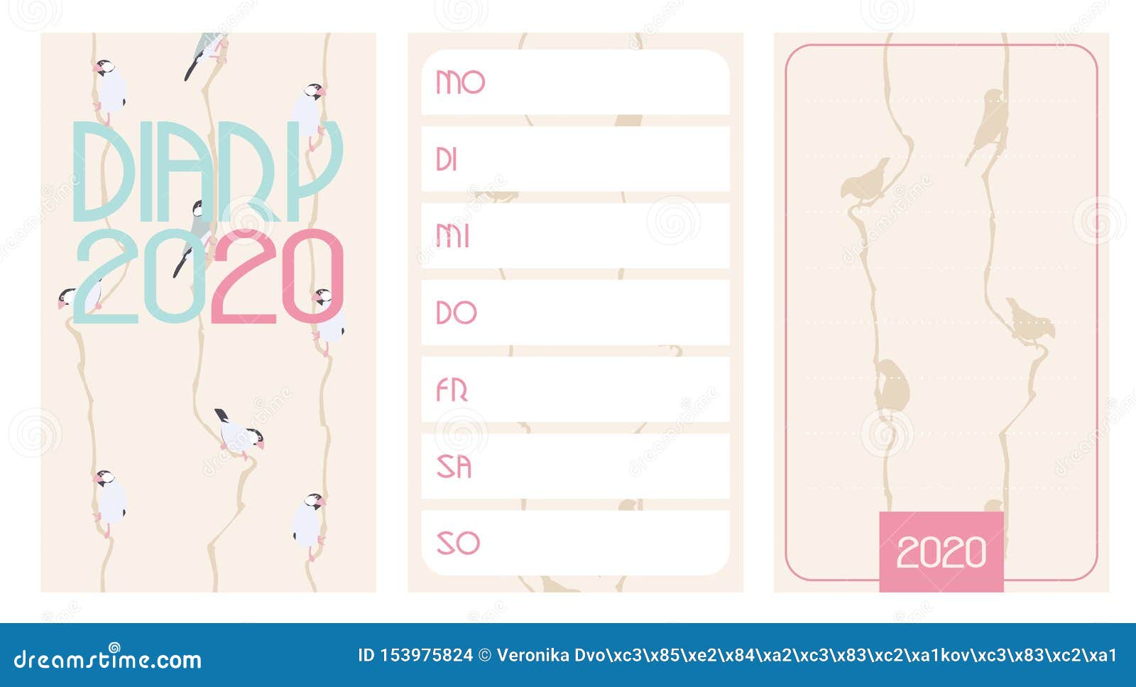 Simple Diary 2020. Front Page, Week Planner and Page for Notices with ...