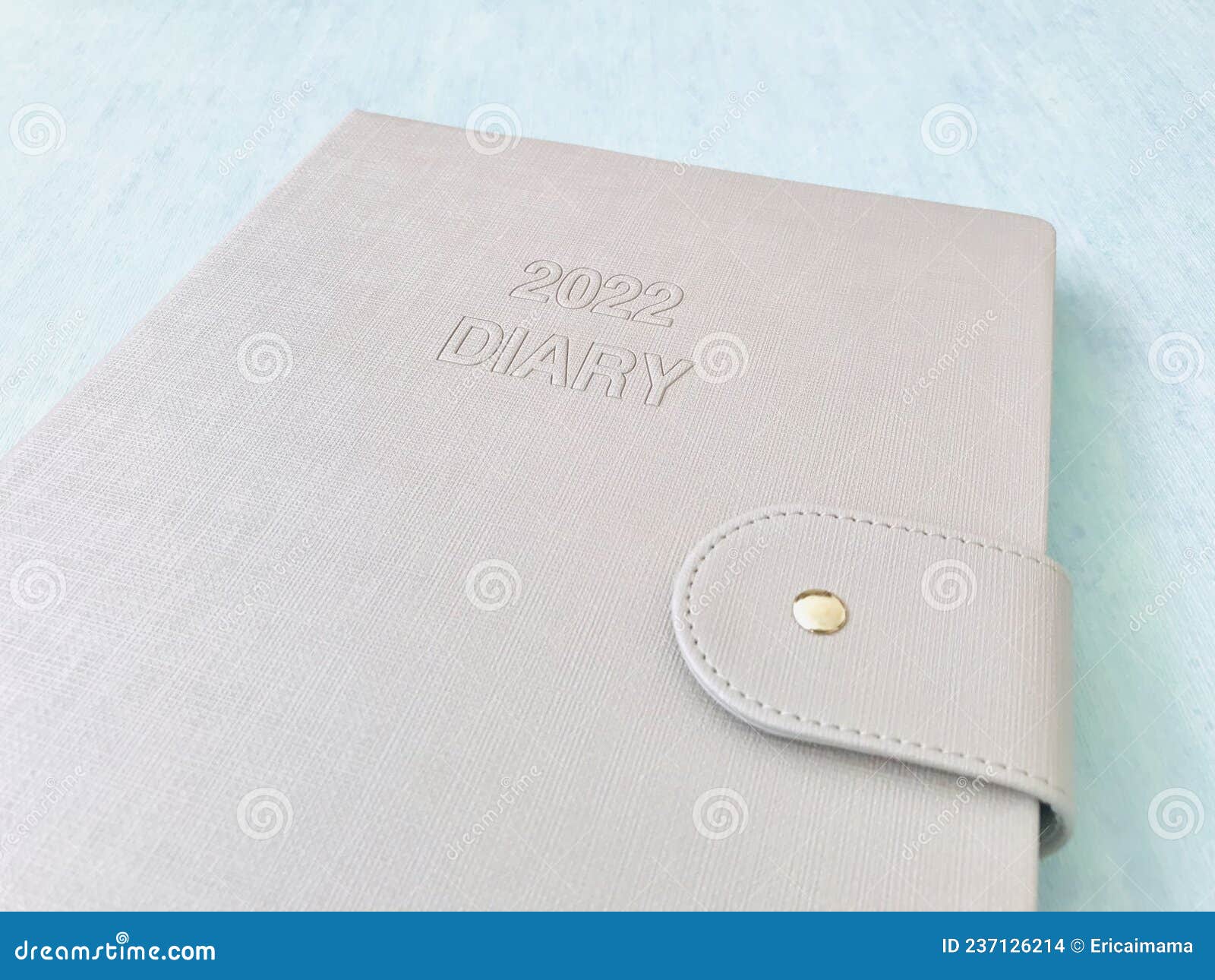 2022 Diary with Gold Clasp Grey Cover on Blue Watercolor Texture ...