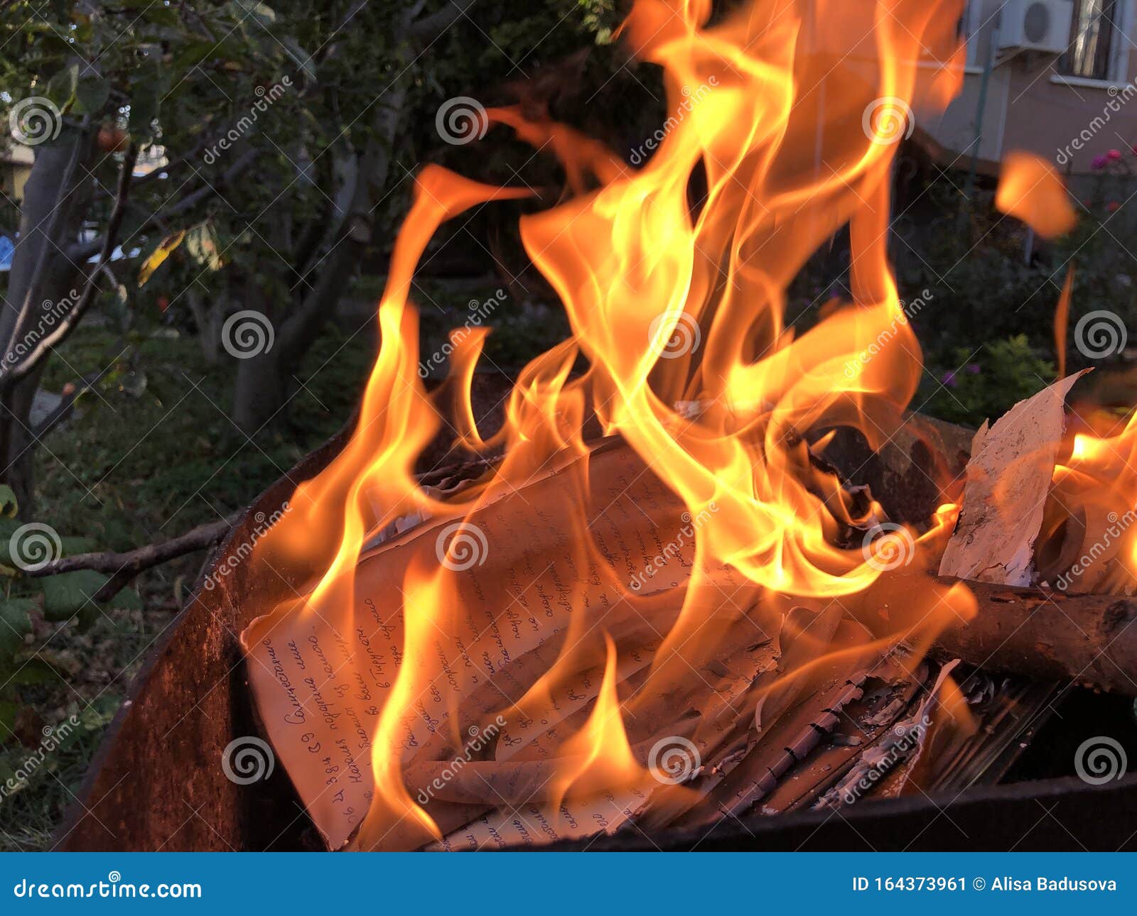 Diary with daily Hand Written Note Burning in Fire Flame Stock Image ...