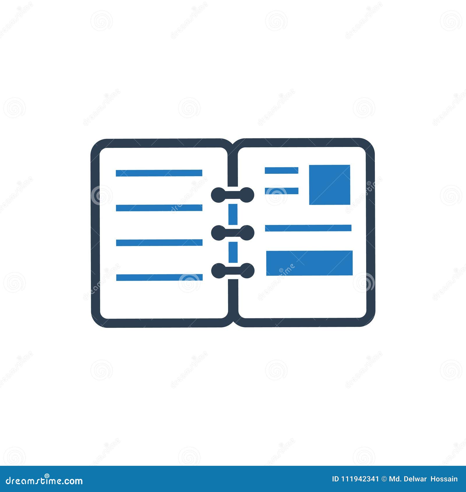 Diary Icon stock vector. Illustration of vector, agenda - 111942341