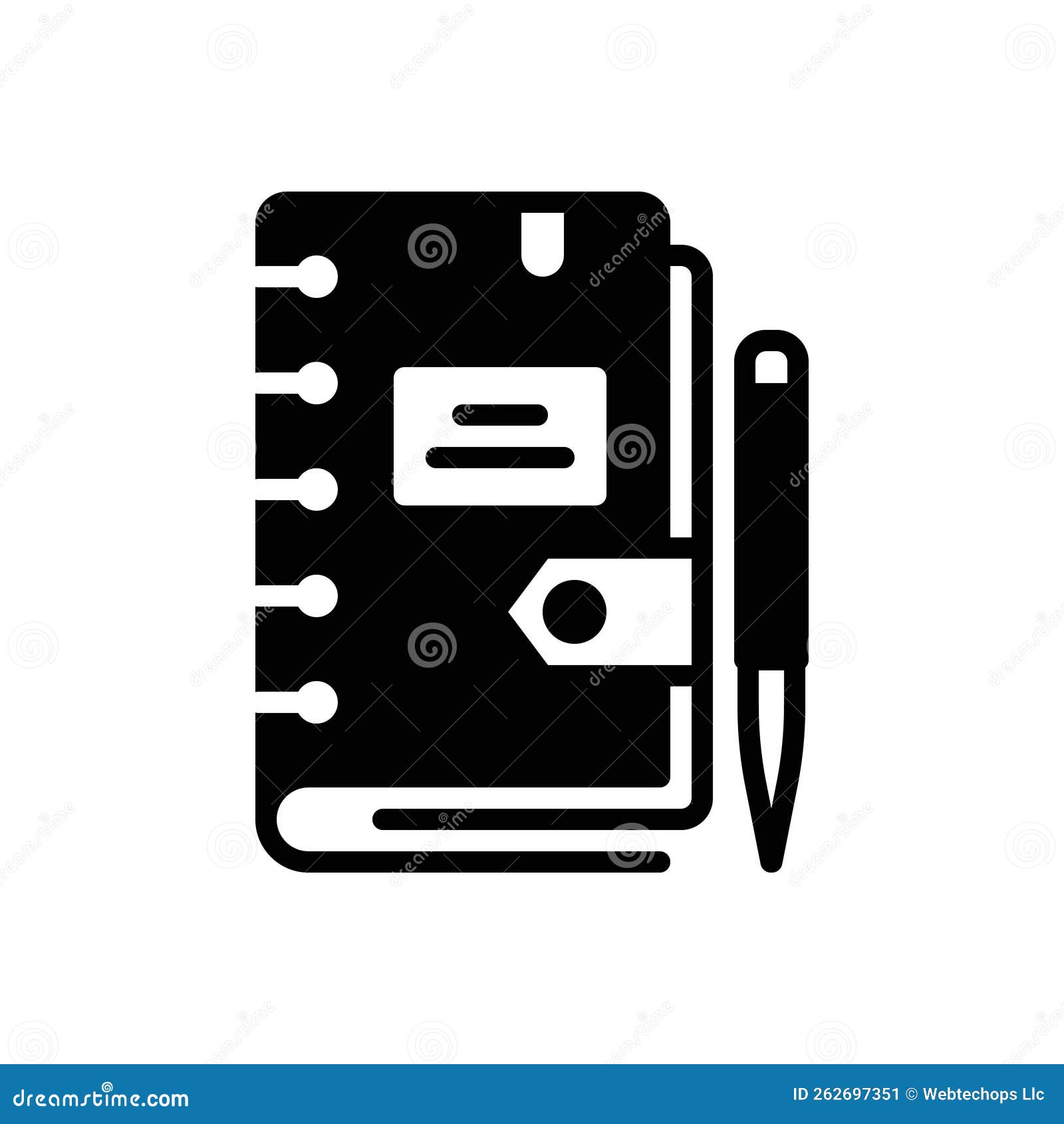 Black Solid Icon for Diary, Journal and Notebook Stock Vector ...