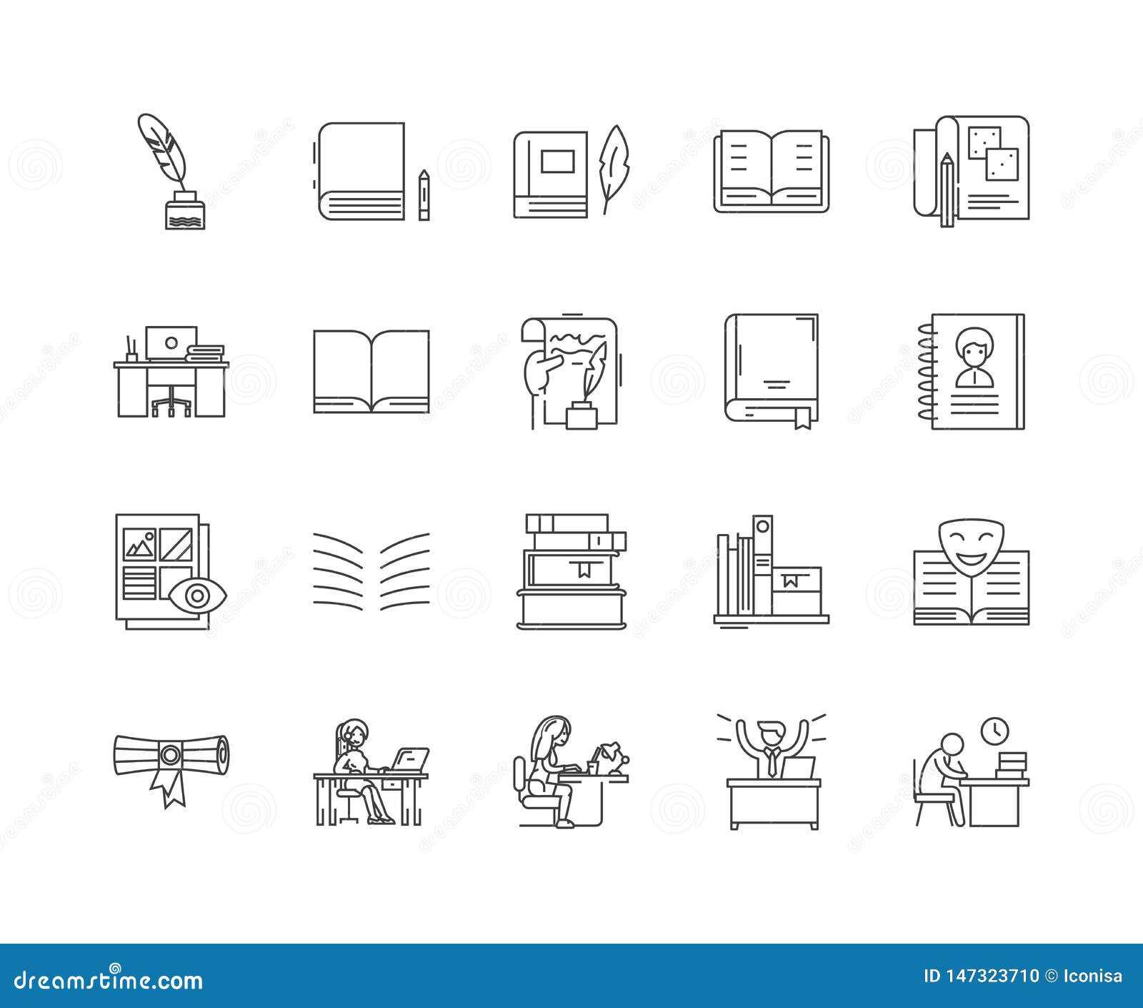 Diary Line Icons, Signs, Vector Set, Outline Illustration Concept Stock ...