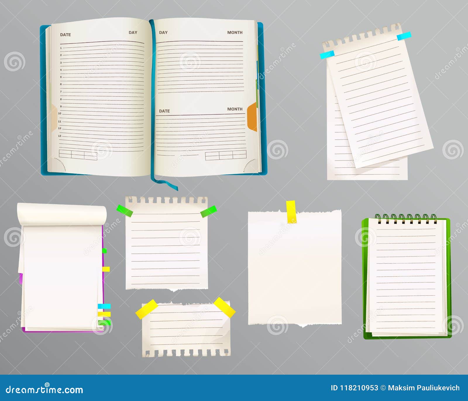 Diary and Message Notes Vector Illustration Stock Vector - Illustration ...