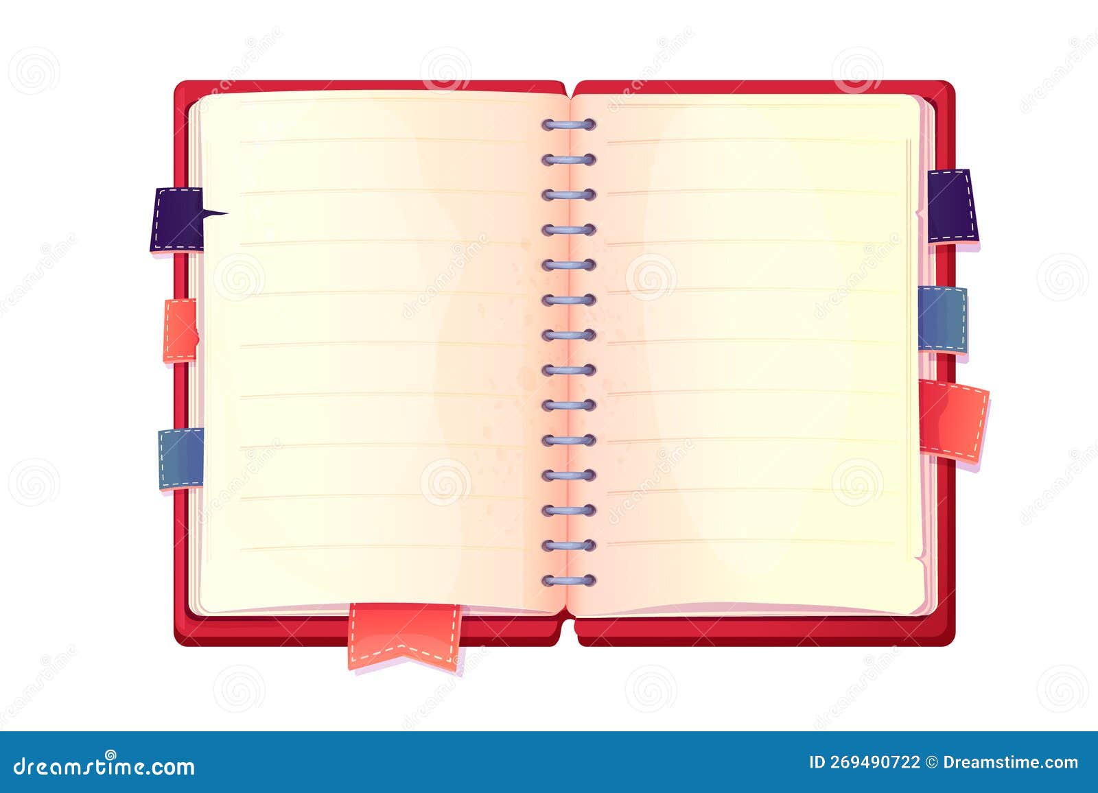 Diary, Note Book In Cartoon Style Top View Isolated On White Background ... Diary, Note Book In Cartoon Style Top View Isolated On White Background ...