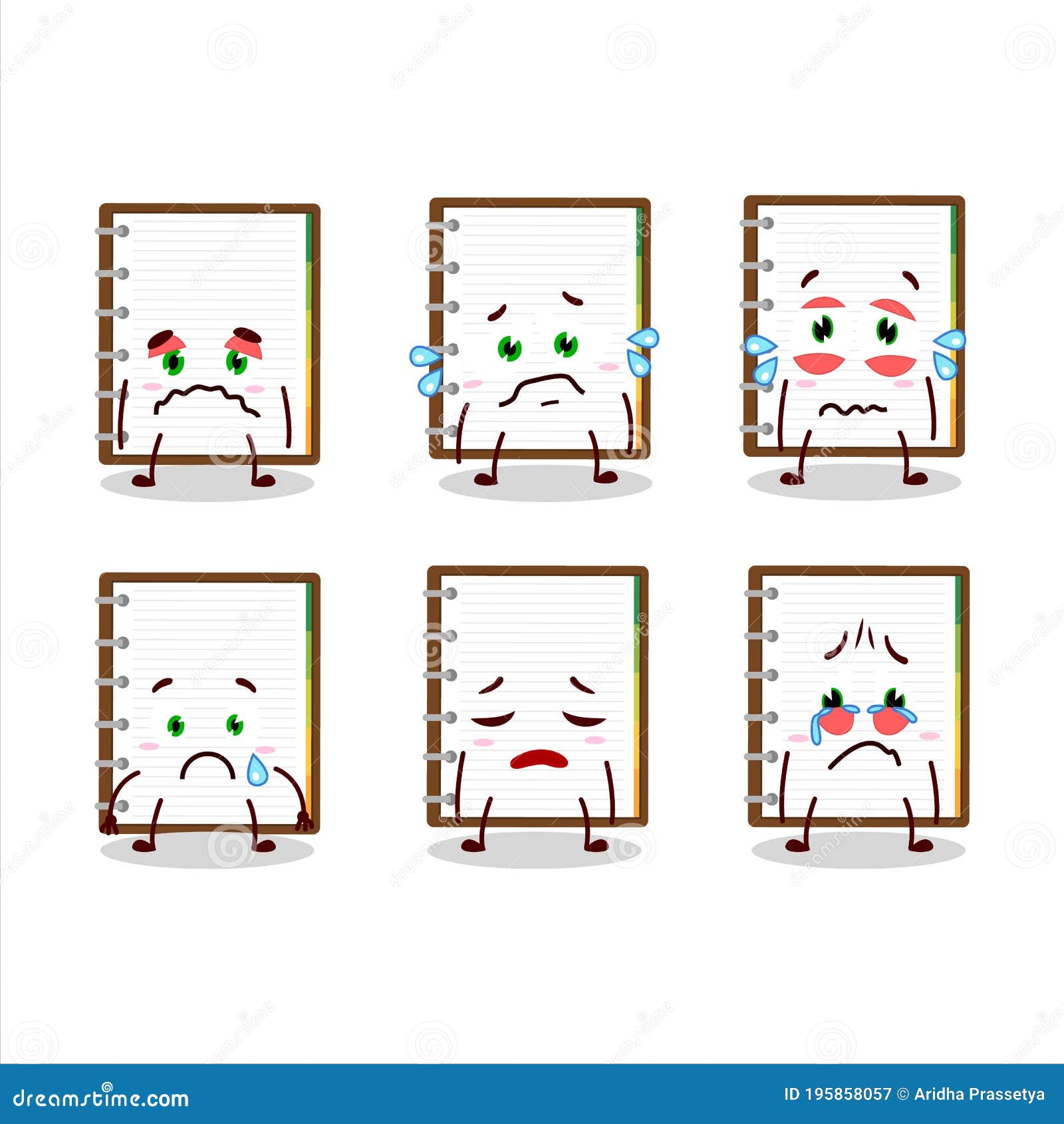 Diary Notes Cartoon Character with Sad Expression Stock Vector ...