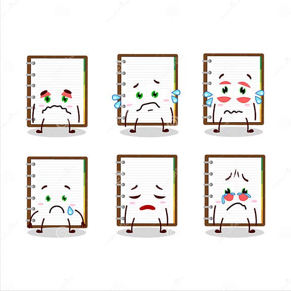 Diary Notes Cartoon Character with Sad Expression Stock Vector ...