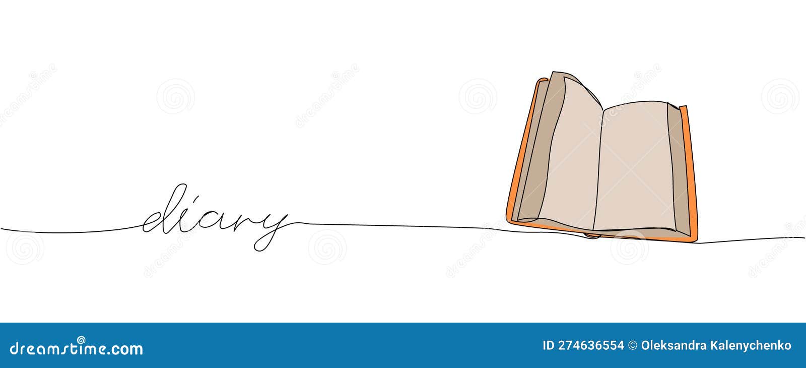 Diary One Line Colored Art. Continuous Line Color Drawing of Book ...