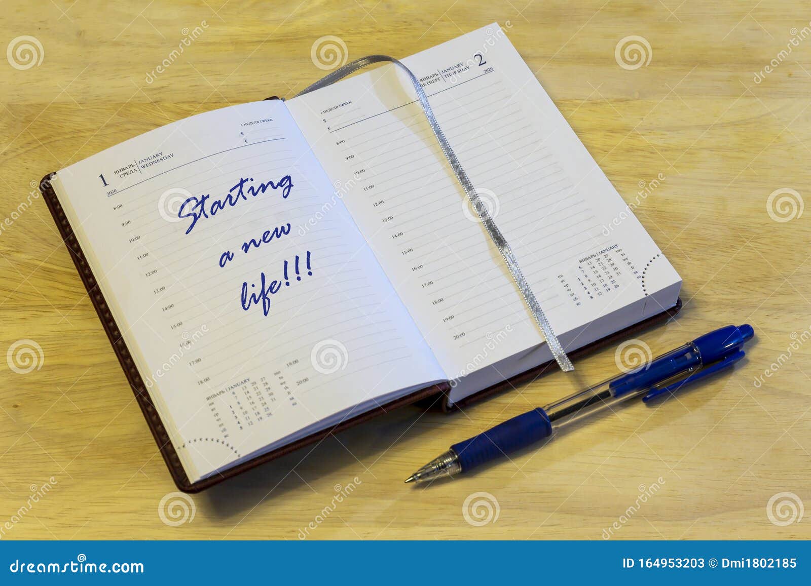 The Diary with the Entry is Open on the Page of the First of January ...