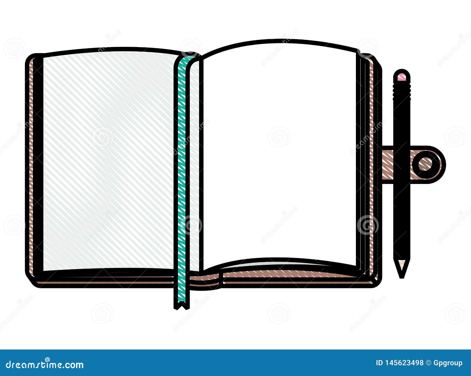 Diary open with pencil stock vector. Illustration of book - 145623498