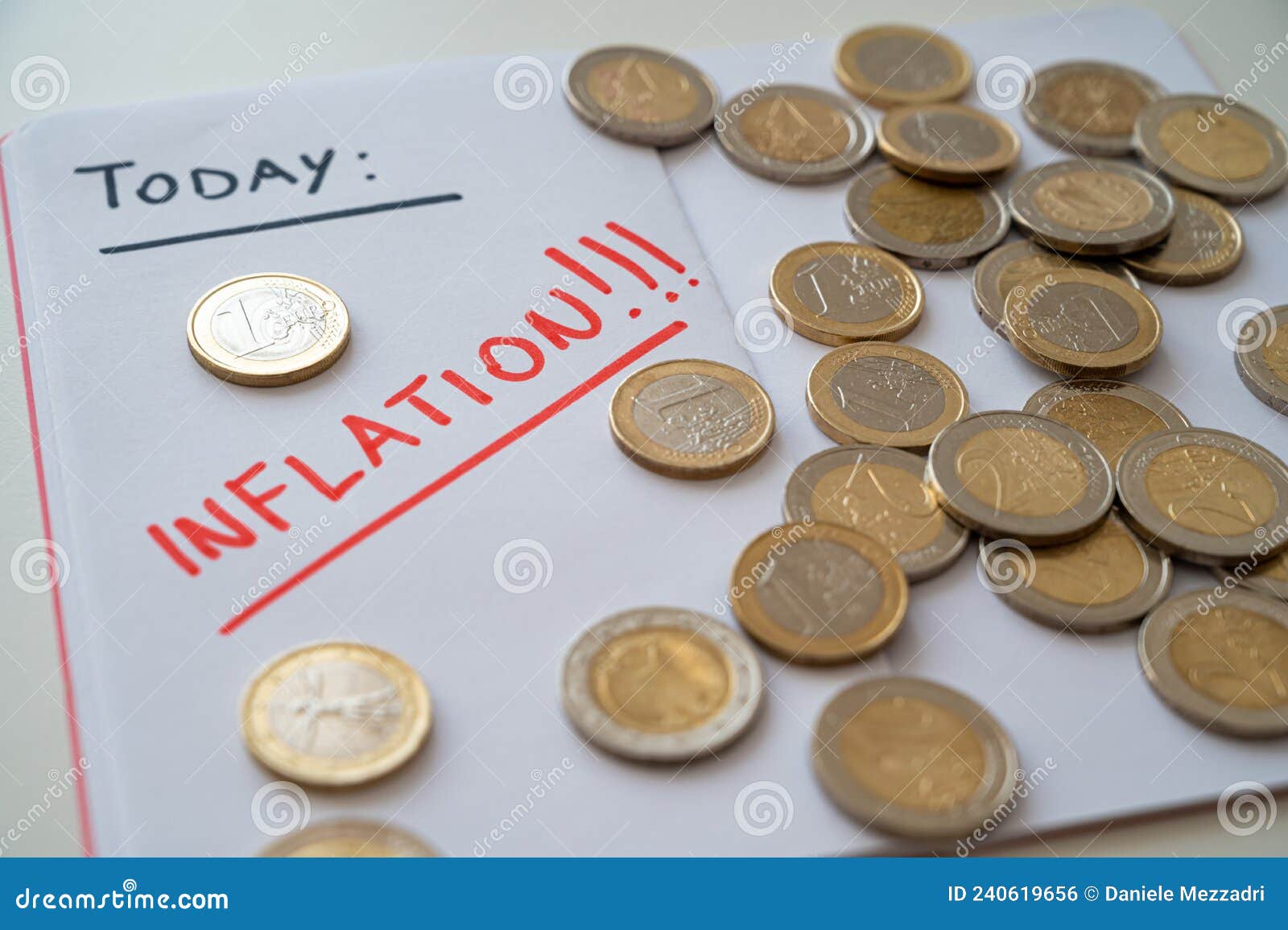 Diary Page with `inflation` Text and Coins beside it. Stock Photo ...