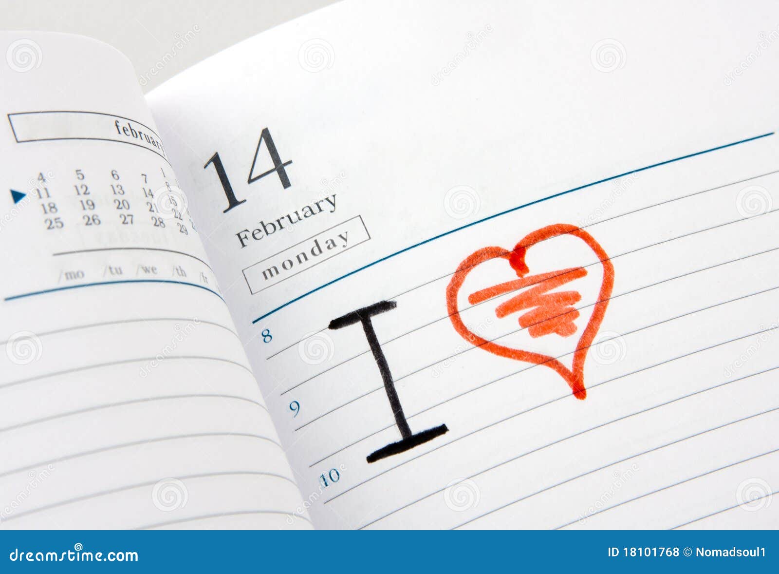 Diary Page Open To Valentine S Day Stock Photo - Image of calendar ...