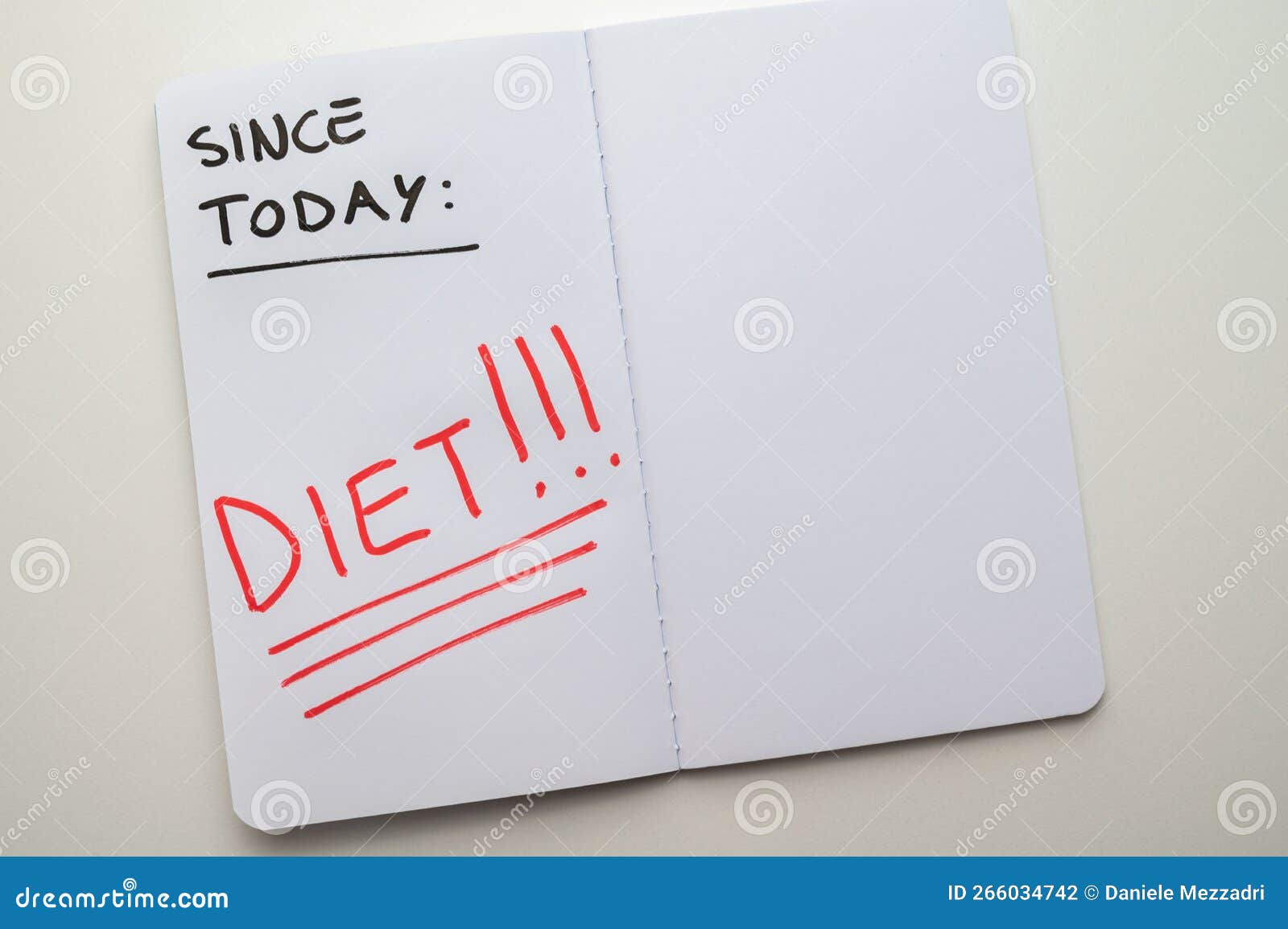 Diary Page with Text `today, Diet`, Start of Diet. Stock Photo - Image ...