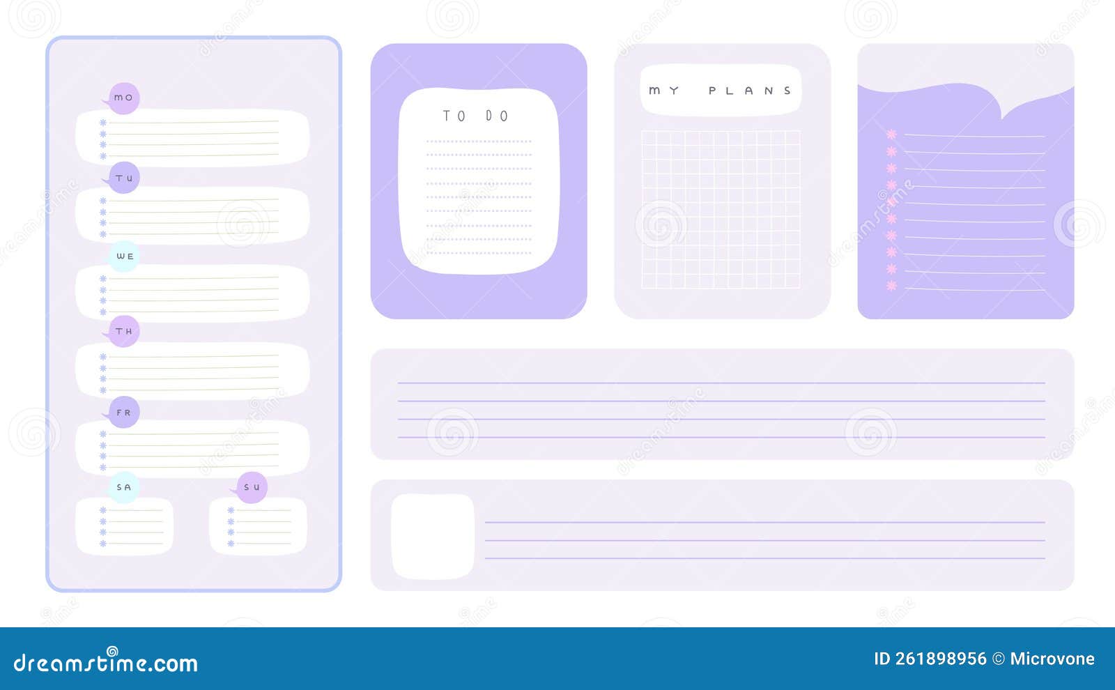 Diary Pages, Planners and Notes Paper Sheets. Cute Girly Style Simple ...