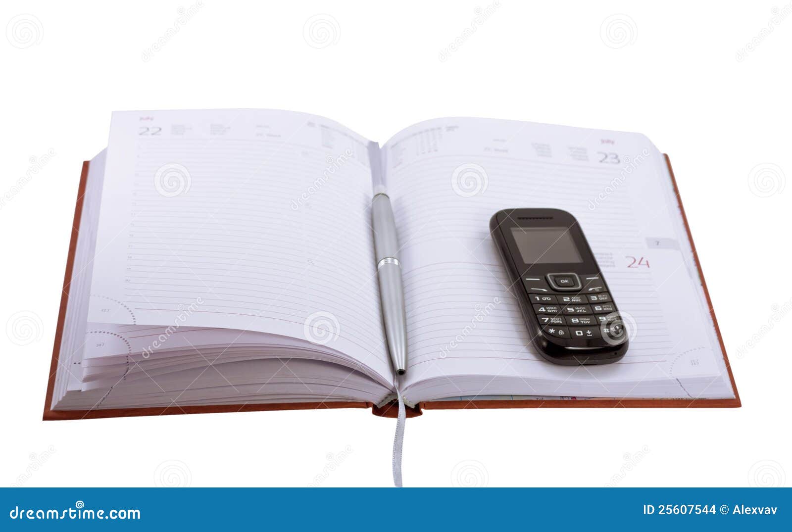 Diary with a Pen and Mobile Phone Stock Photo - Image of notebook ...