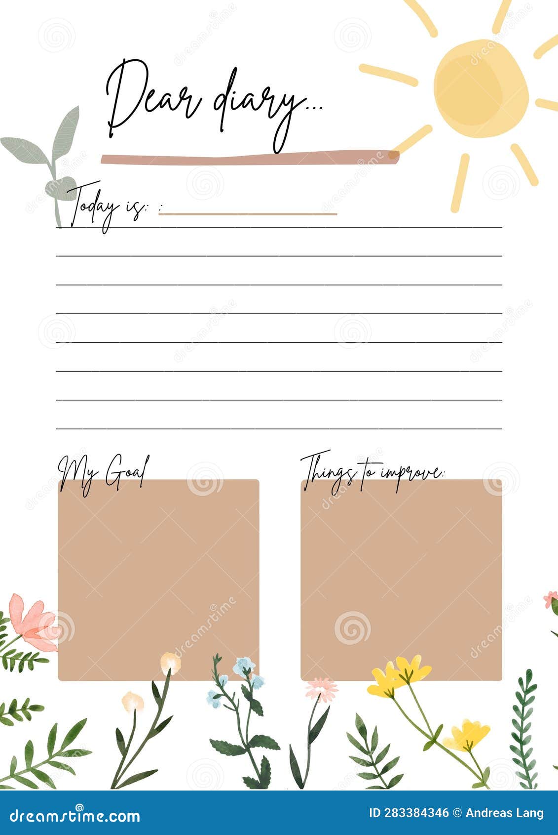 Diary Planner Digital Planning Insert Sheet Printable Page Template ...