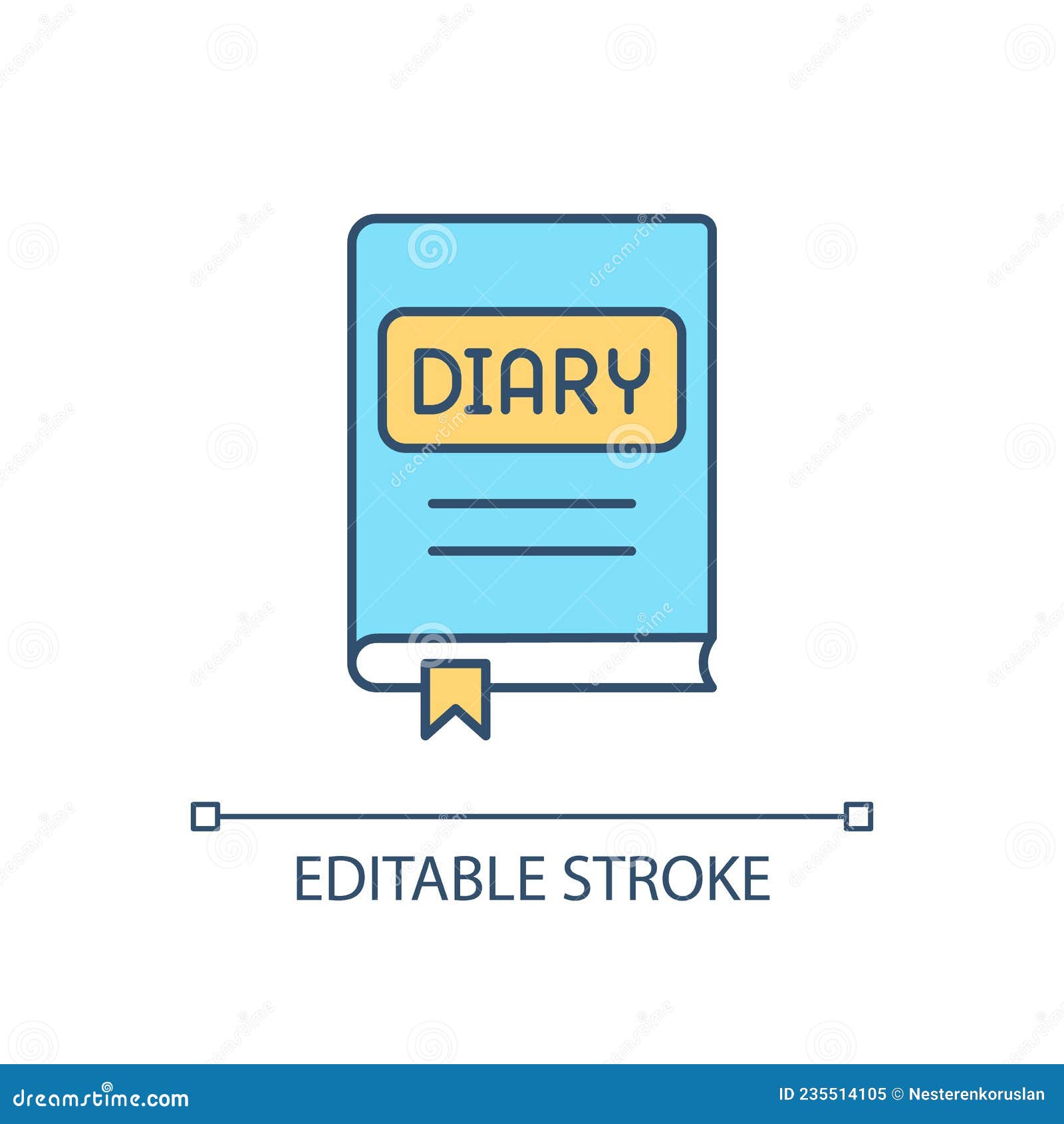 Diary RGB color icon stock vector. Illustration of memoir - 235514105