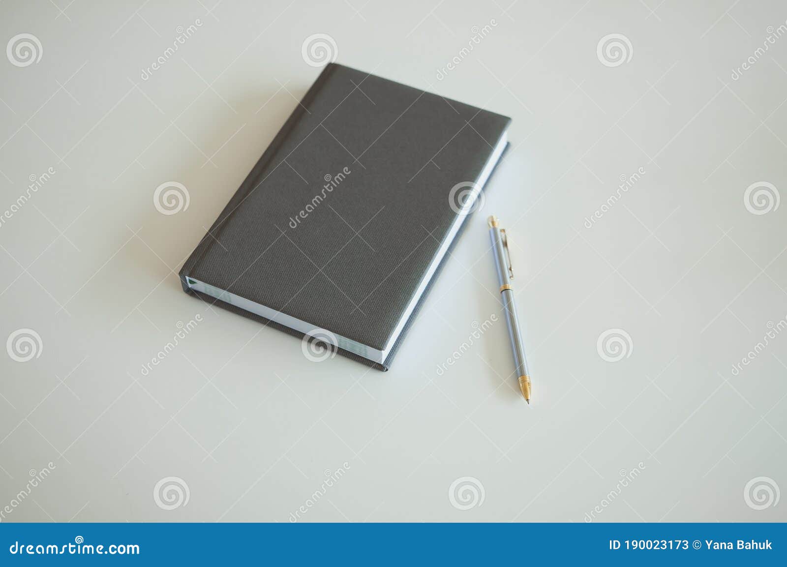 Diary and Silver Pen on White Background. Minimalistic Composition. Top ...