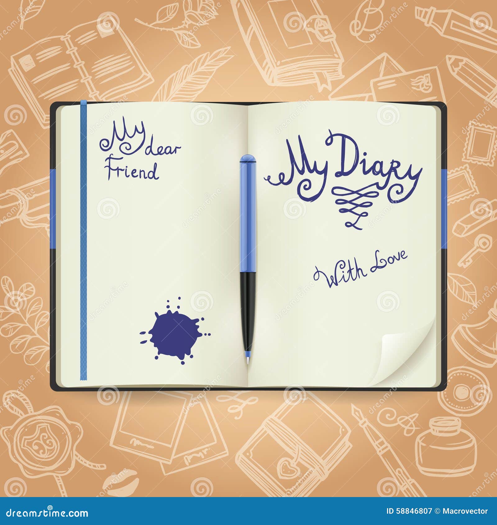 Diary Sketch Concept stock vector. Illustration of doodle - 58846807