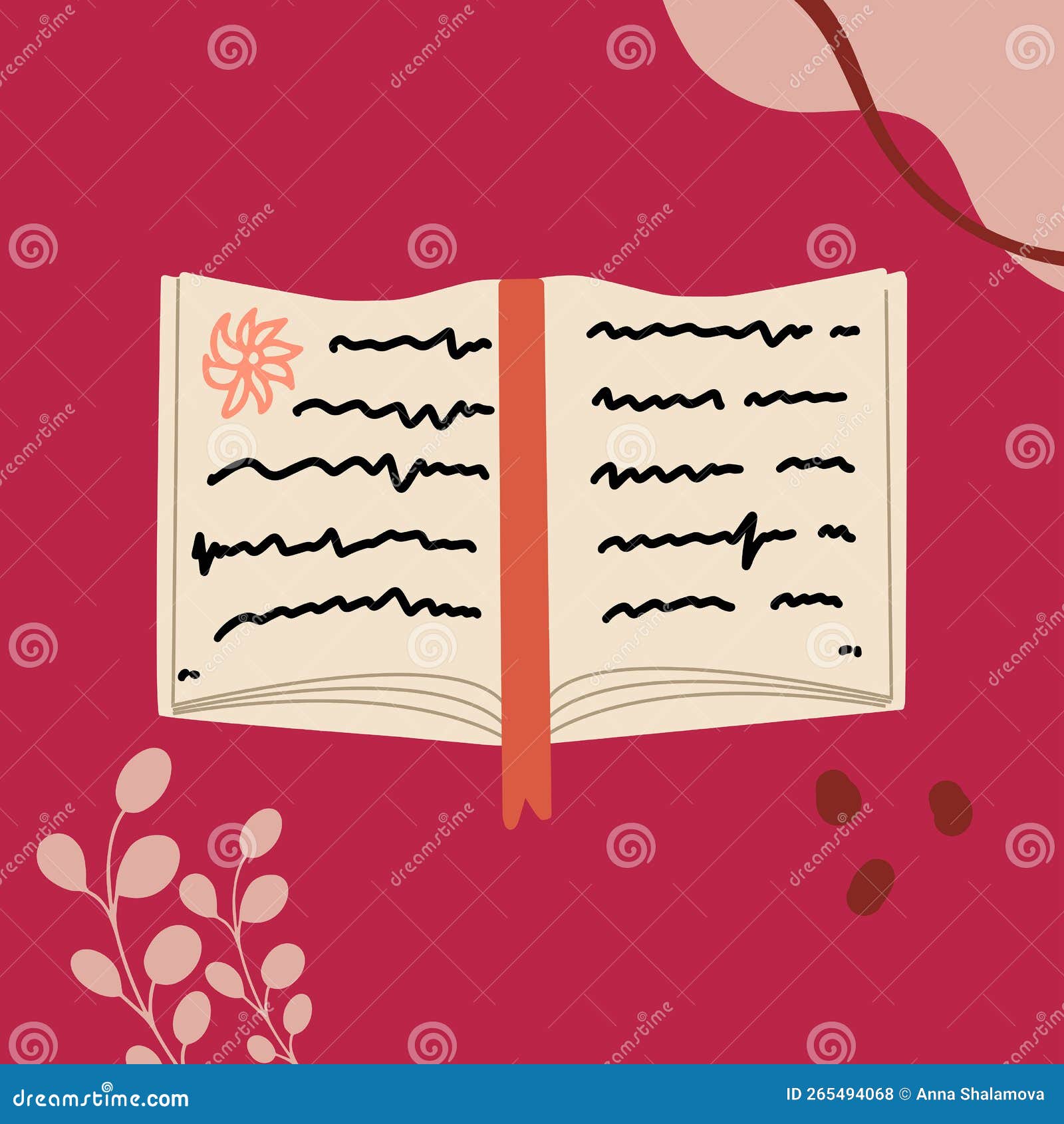 Diary with Stick Notes, Bookmarks, Scrapbook. Hand Drawn Modern Vector ...