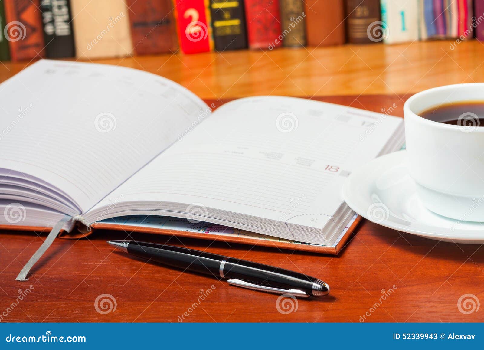 Diary on the Table and a Cup of Coffee Stock Image - Image of desk ...