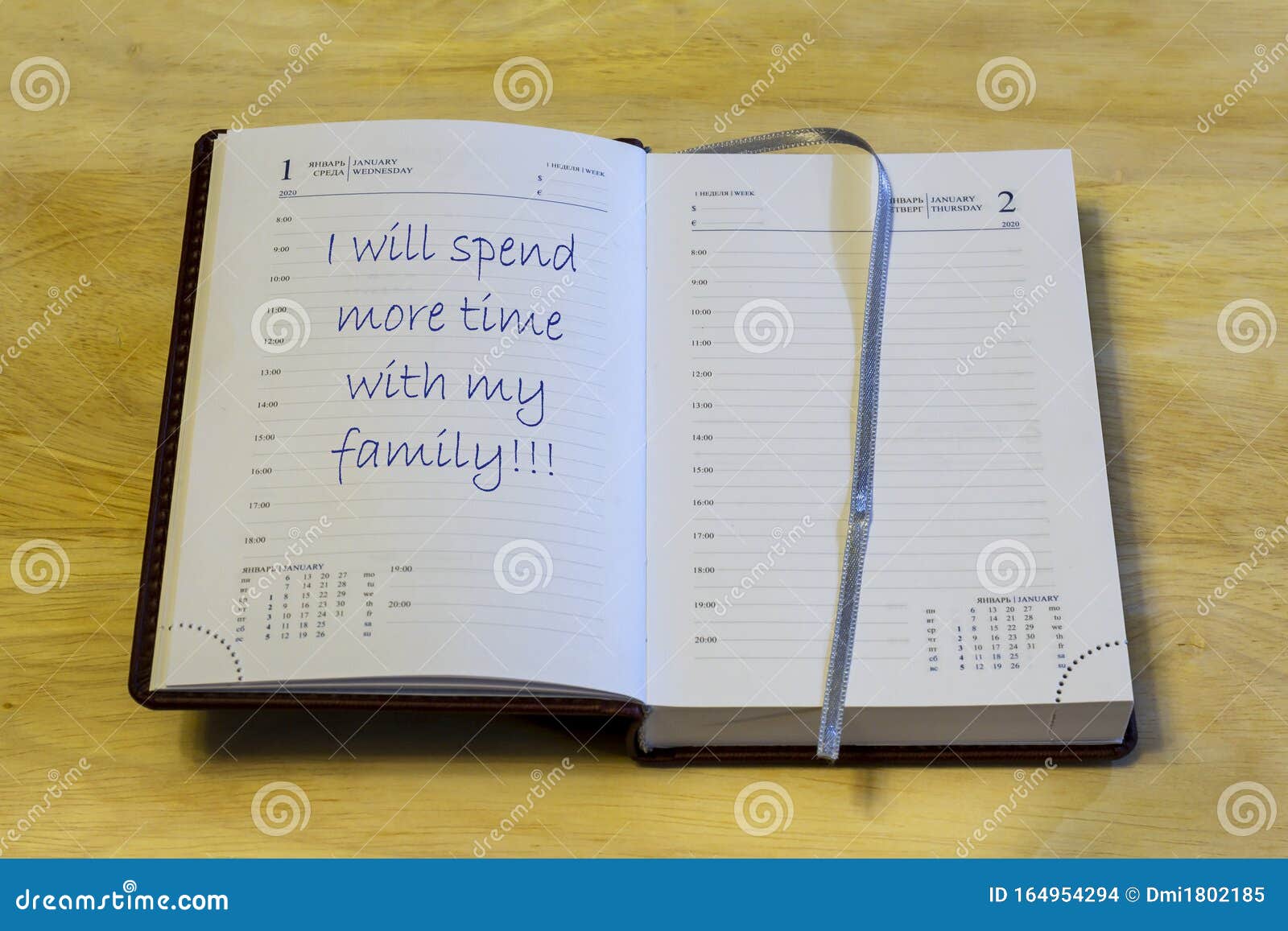 The Diary with the Entry is Open on the Page of the First of January ...