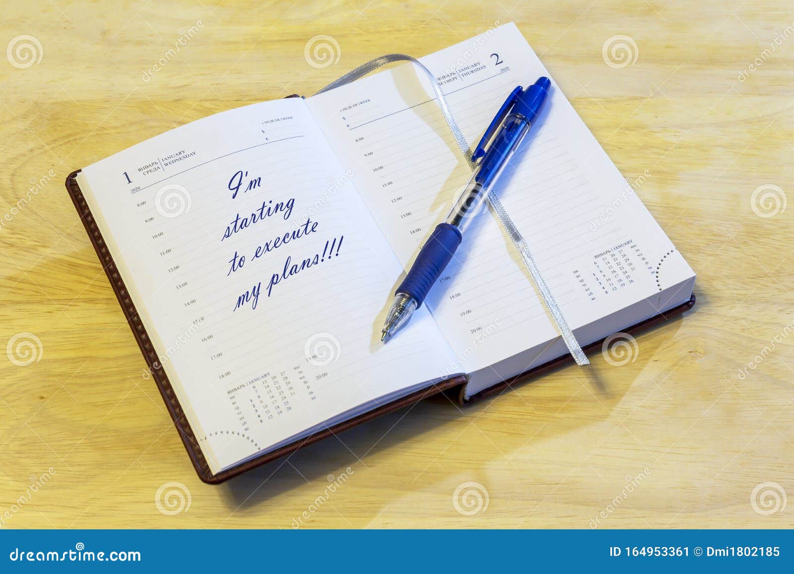 The Diary with the Entry is Open on the Page of the First of January ...