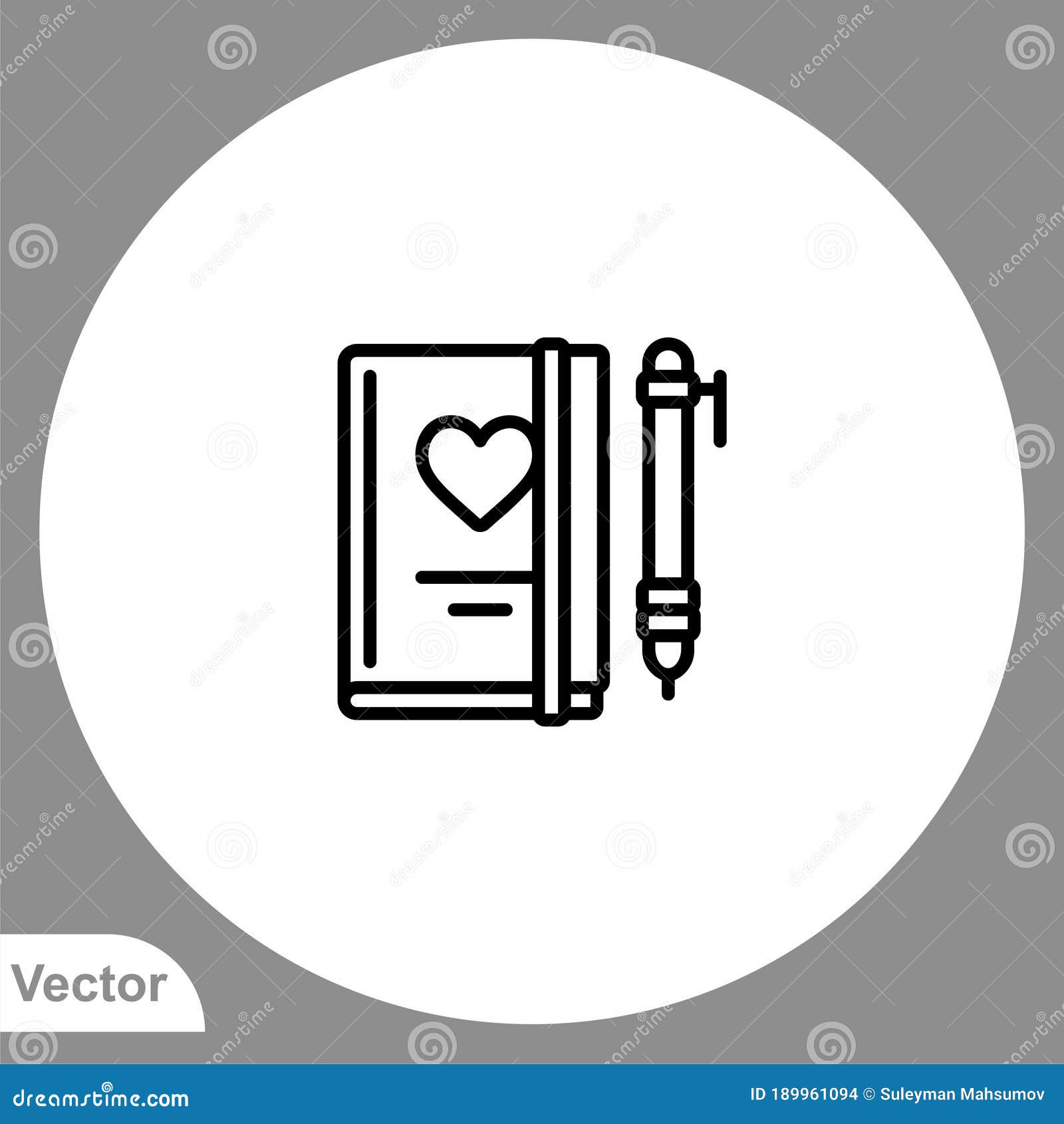 Diary Vector Icon Sign Symbol Stock Vector - Illustration of note ...