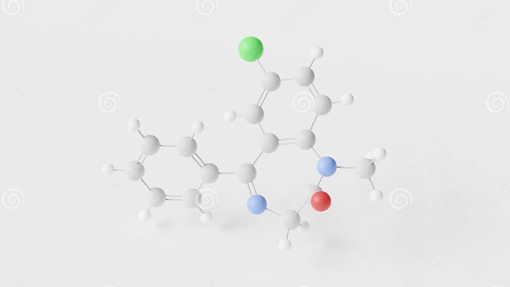 Diazepam Molecule 3d, Molecular Structure, Ball and Stick Model ...