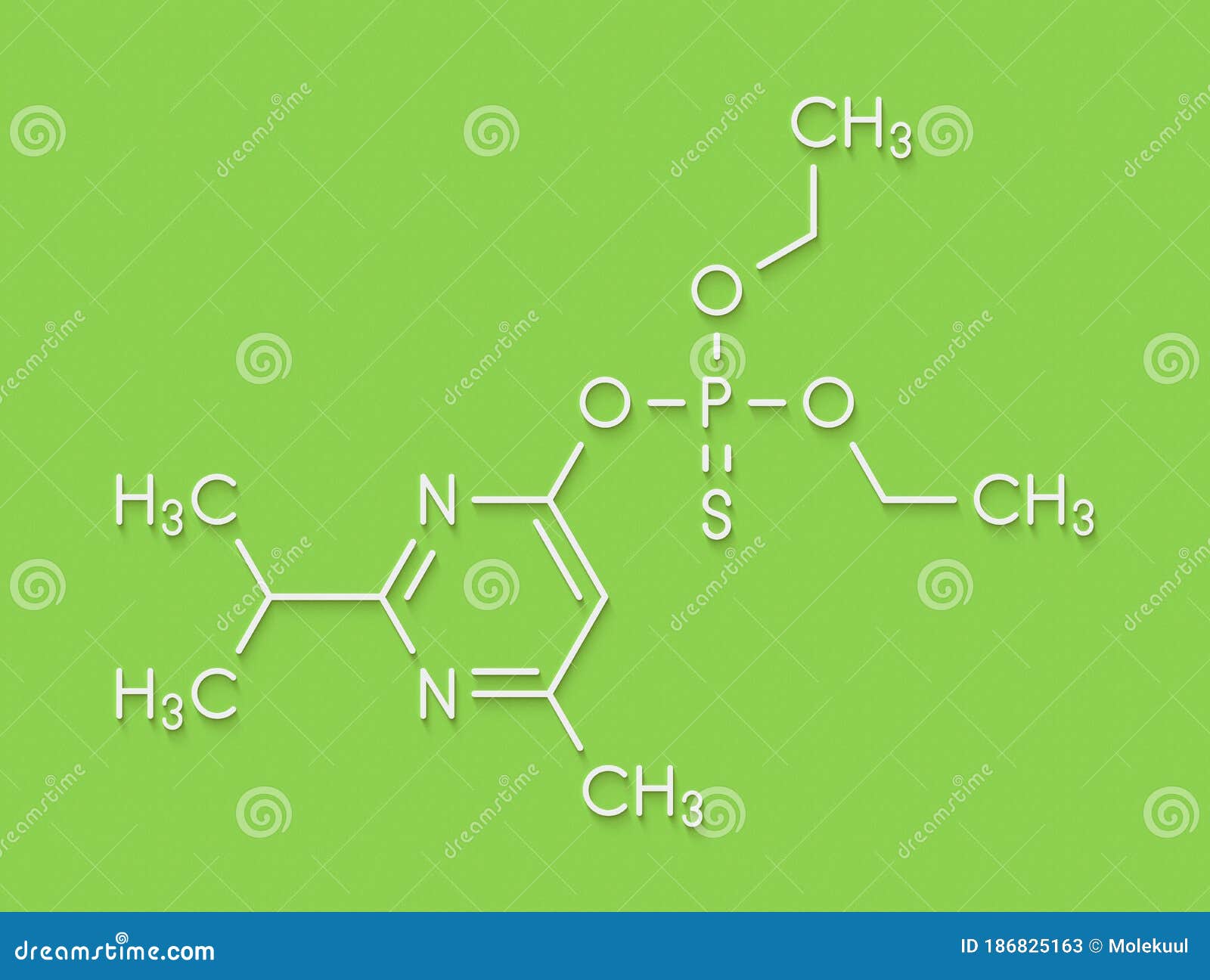 Diazinon Dimpylate Organophosphate Insecticide Molecule. Skeletal ...