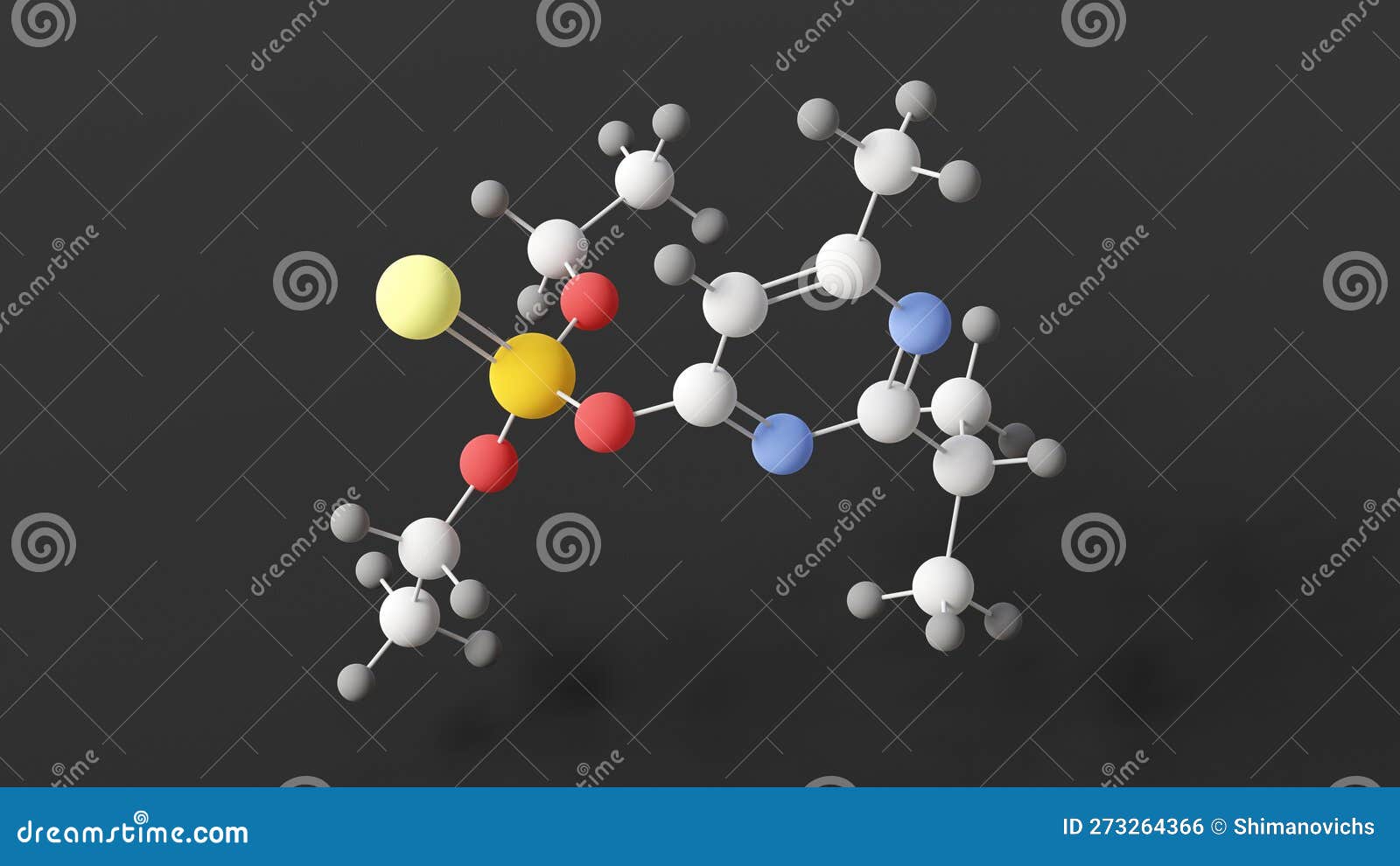 Diazinon Molecule, Molecular Structures, Dimpylate, 3d Model ...