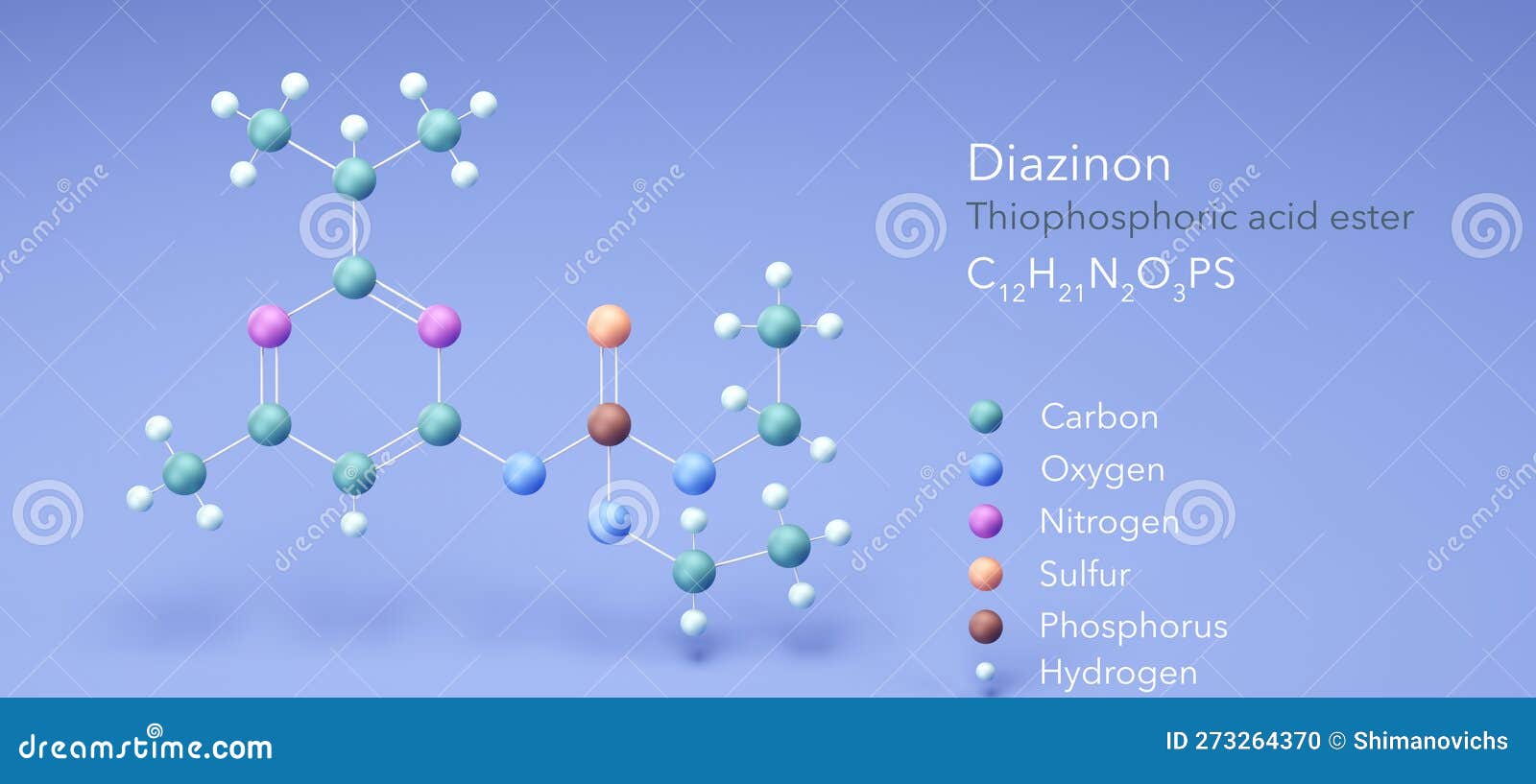 Diazinon Molecule, Molecular Structures, Dimpylate, 3d Model ...