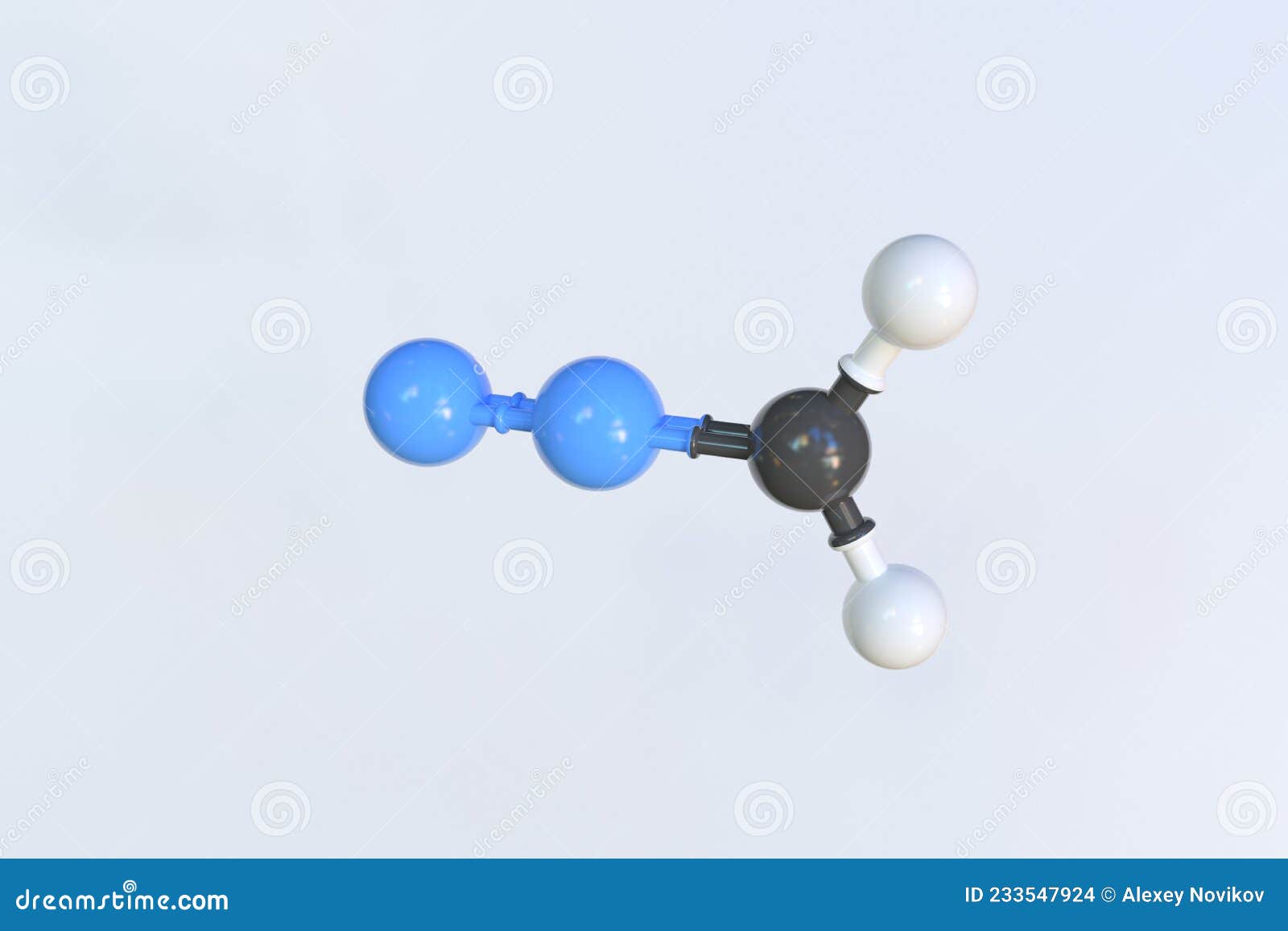 Diazomethane Molecule, Isolated Molecular Model. 3D Rendering Stock ...