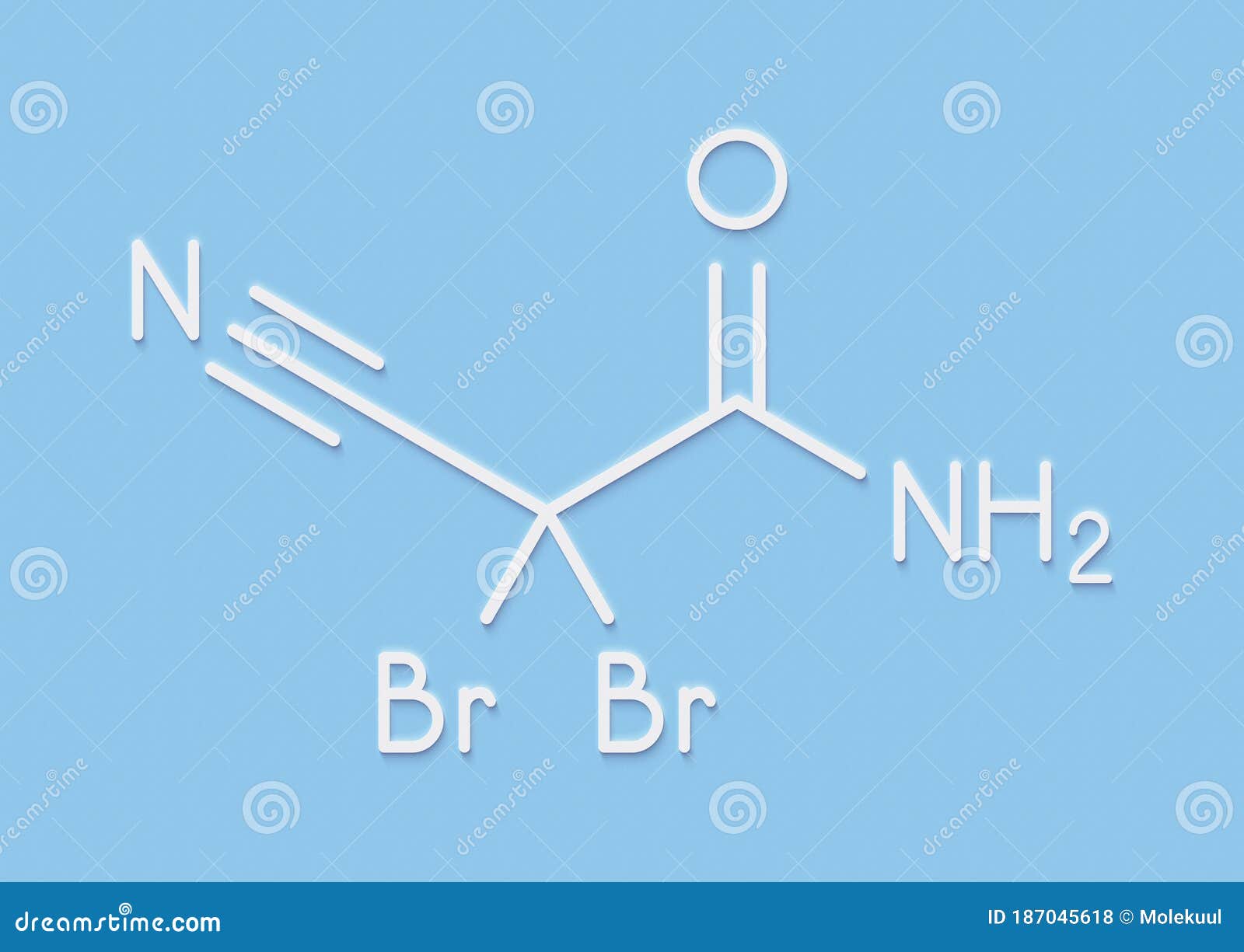 2,2-dibromo-3-nitrilopropionamide DBNPA Biocide Molecule. Skeletal ...