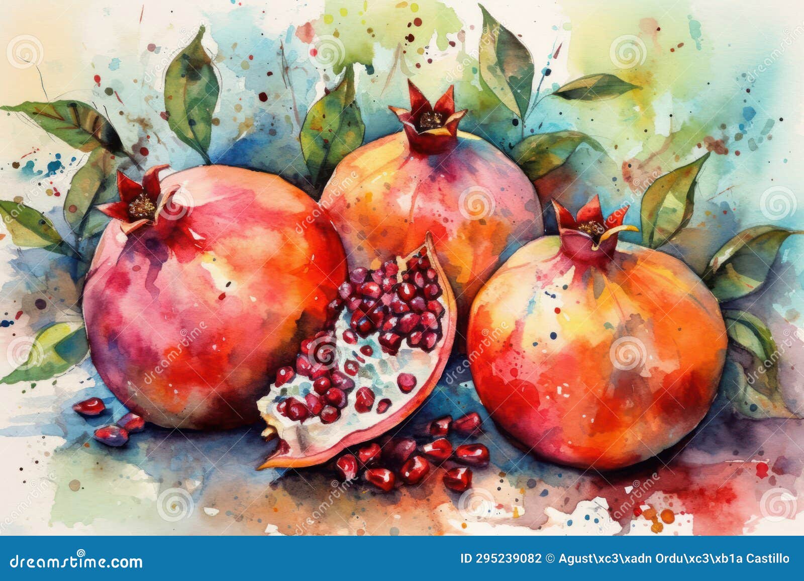 Dibujo Acuarela De Una Granada. Stock de ilustración - Ilustración de ...