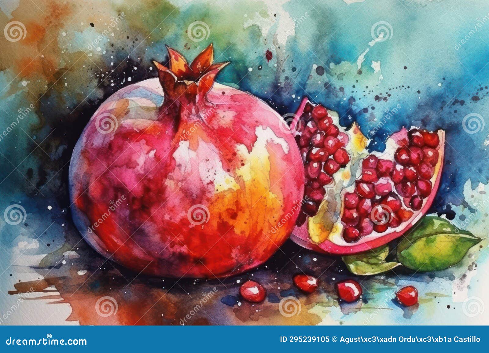 Dibujo Acuarela De Una Granada. Stock de ilustración - Ilustración de ...