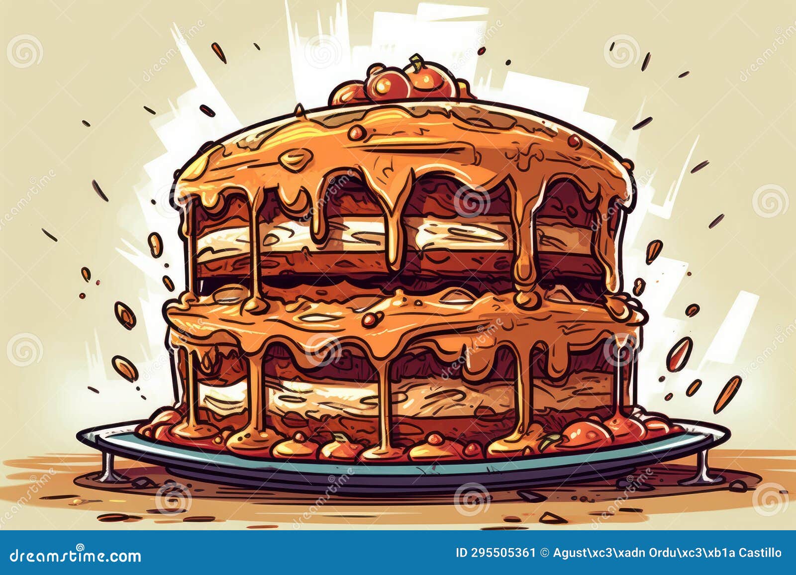 Dibujo Acuarela De Una Torta. Stock de ilustración - Ilustración de ...