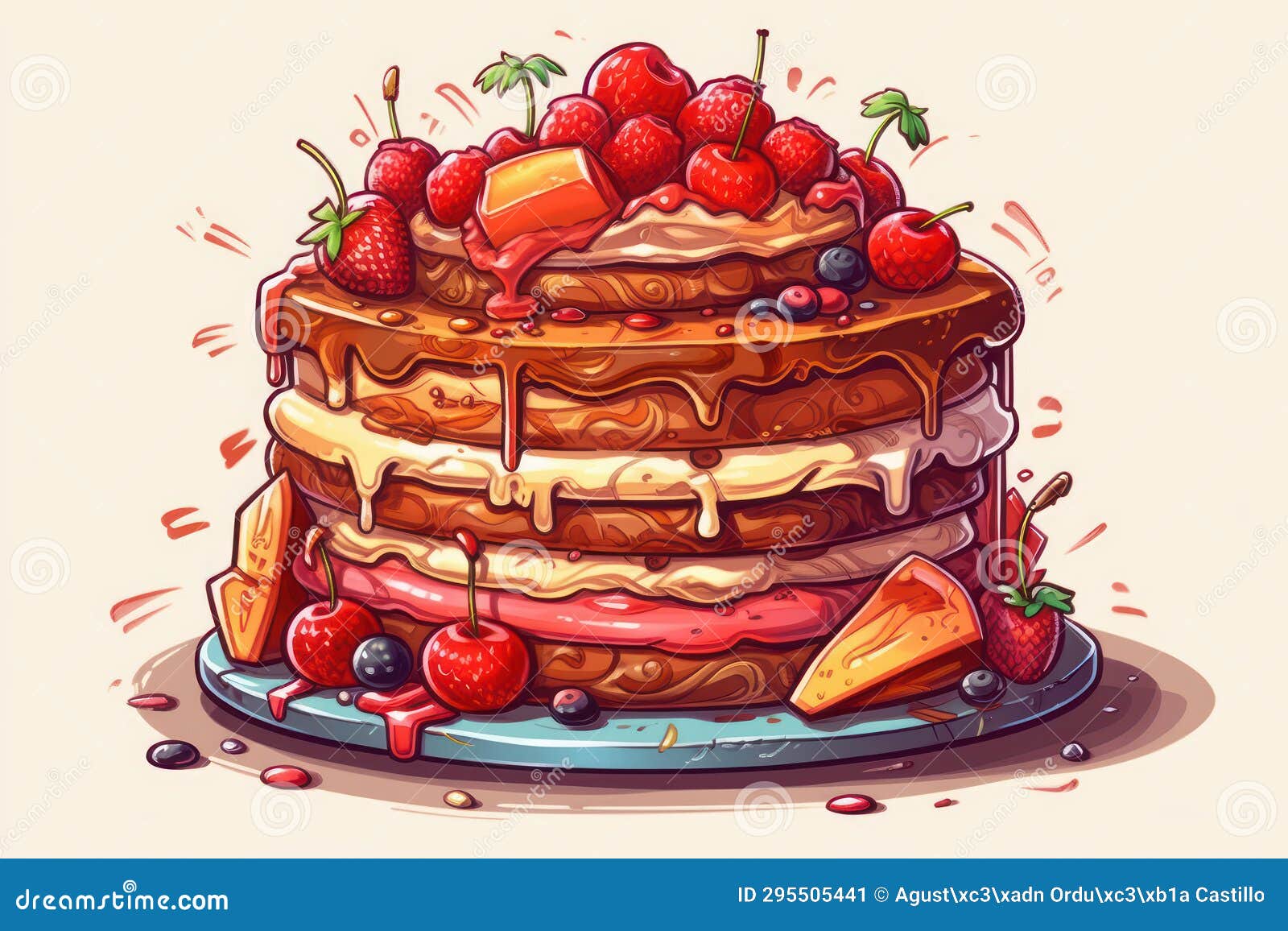Dibujo Acuarela De Una Torta. Stock de ilustración - Ilustración de ...