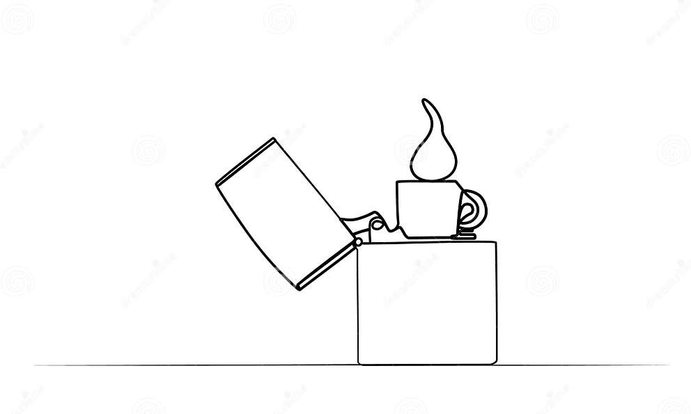 Dibujo Continuo De Un Encendedor En Una Línea. Vector Ilustración del ... Dibujo Continuo De Un Encendedor En Una Línea. Vector Ilustración del ...