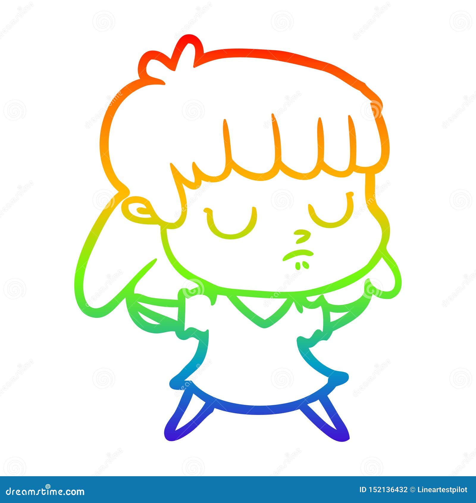 Dibujo Creativo De Una Mujer Indiferente En Gradiente Arco Iris ...