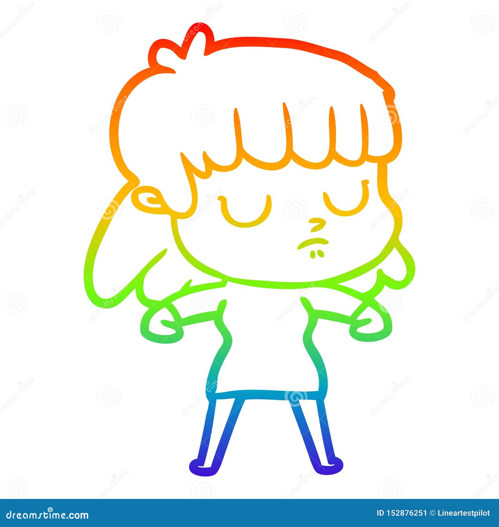 Dibujo Creativo De Una Mujer Indiferente En Gradiente Arco Iris ...