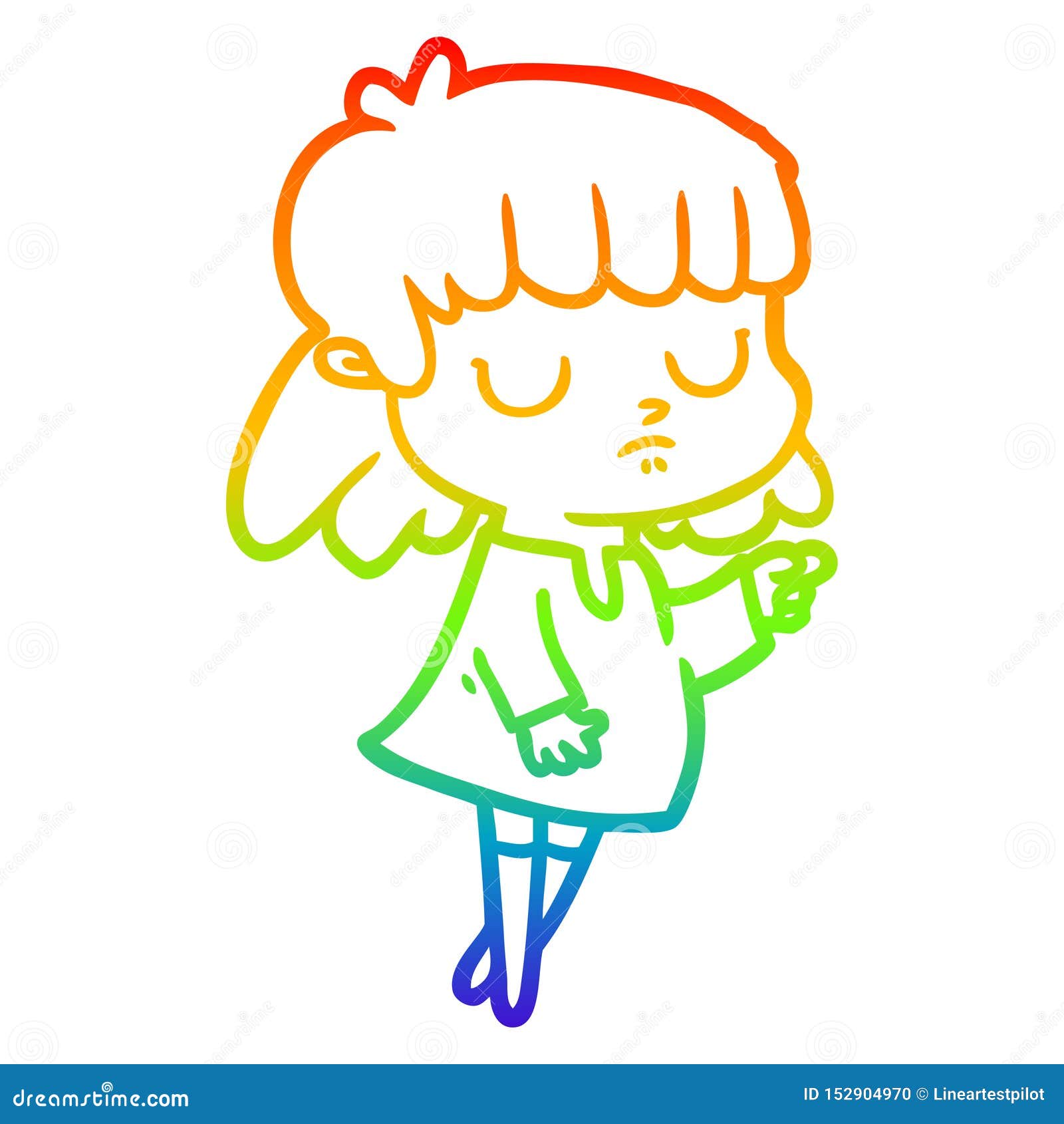 Dibujo Creativo De Una Mujer Indiferente En Gradiente Arco Iris ...