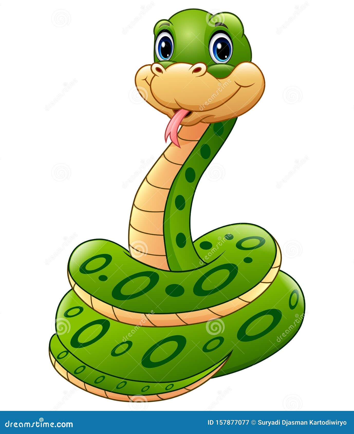Dibujo De Animales De Serpiente Verde Ilustración del Vector ...