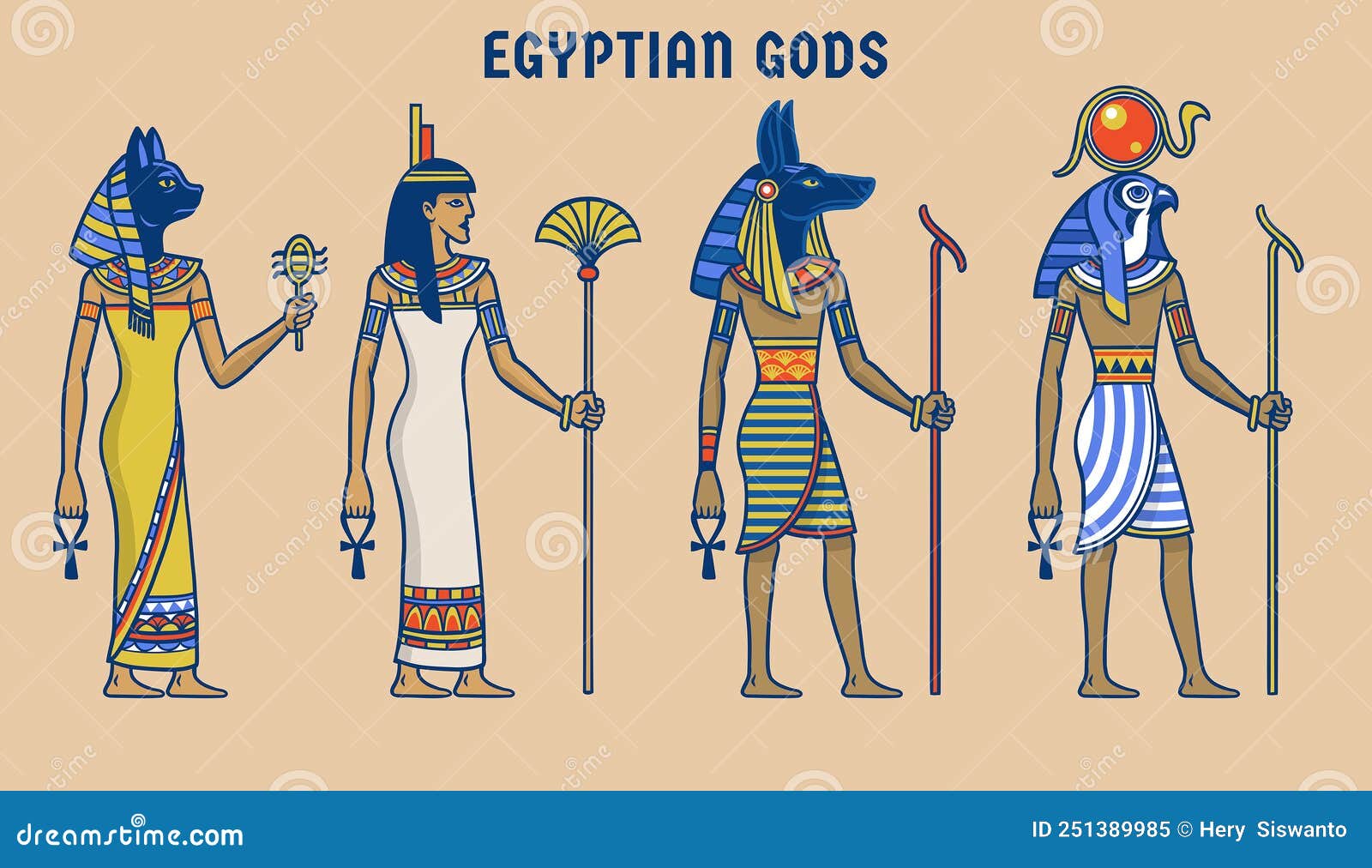 Dibujo de dioses egipcios ilustración del vector. Ilustración de arte ...