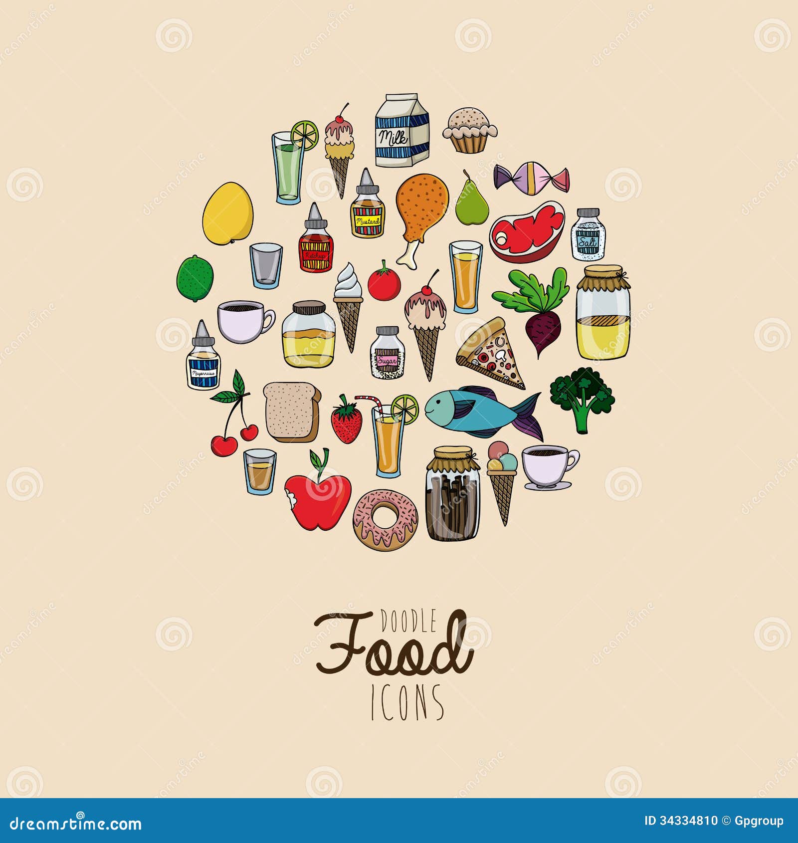 Dibujo de la comida ilustración del vector. Ilustración de pluma - 34334810