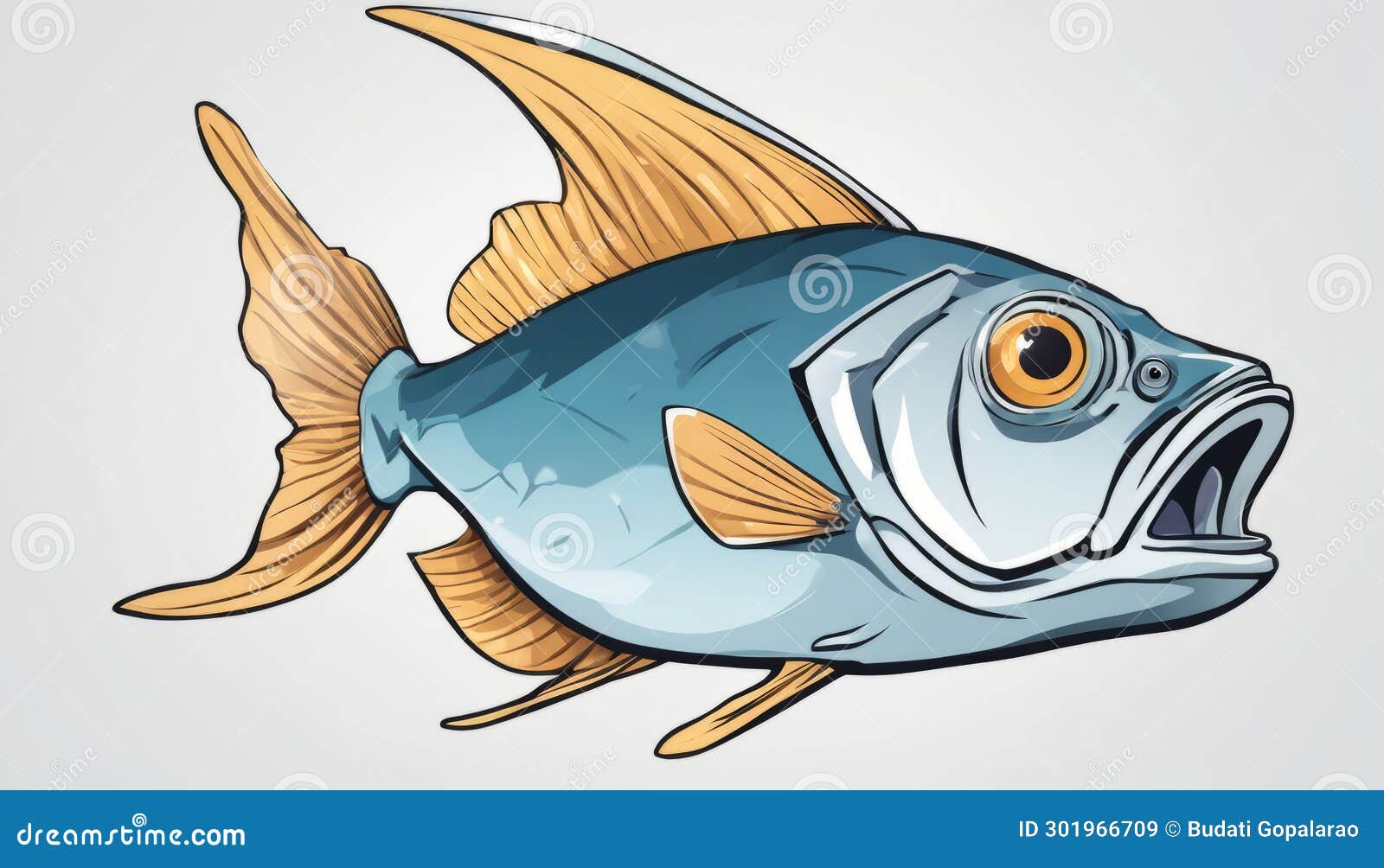 Dibujo De Un Pez Con Una Boca Grande Stock de ilustración - Ilustración ...