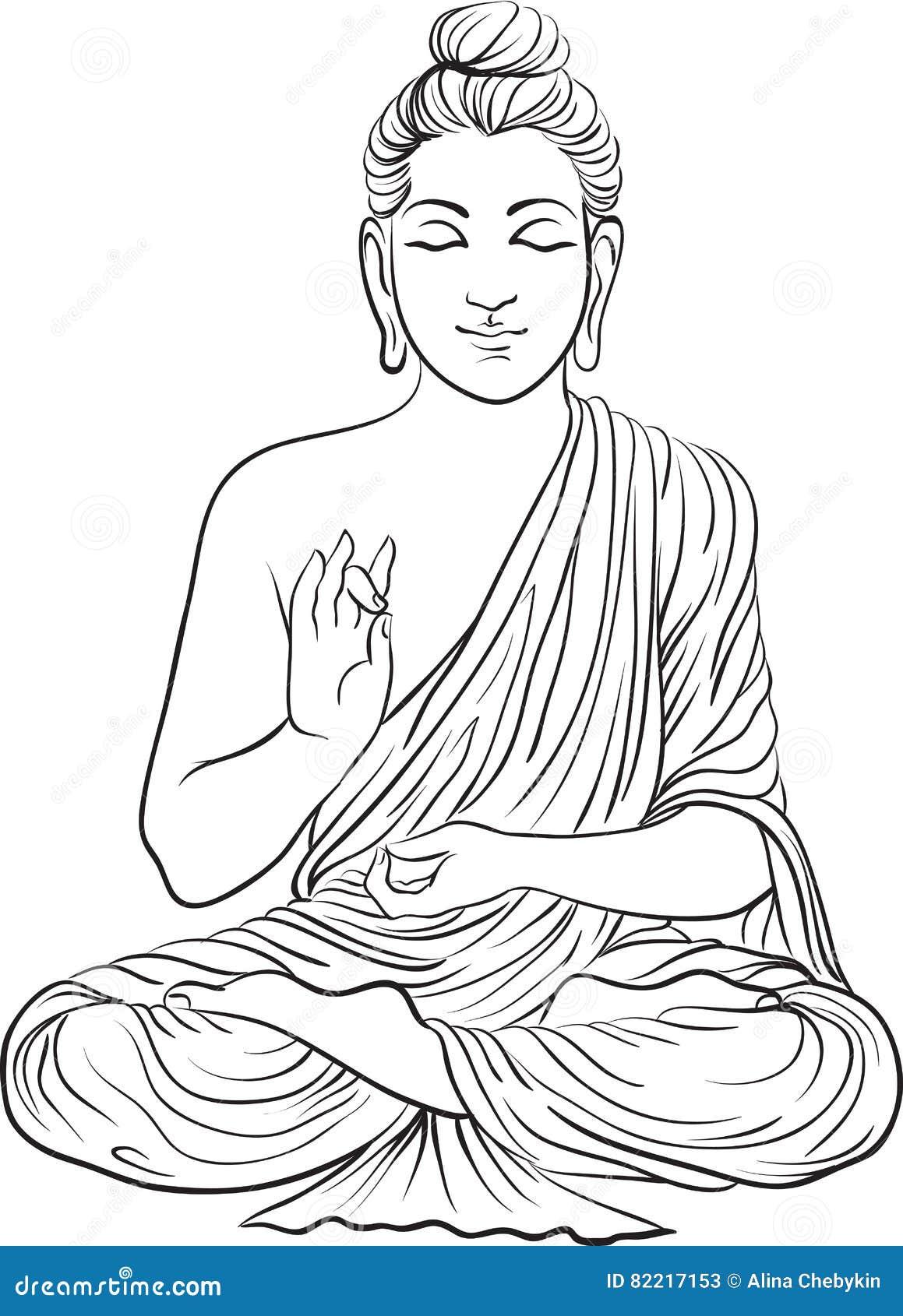 Dibujo De Una Estatua De Buda Ilustración del Vector - Ilustración de ...