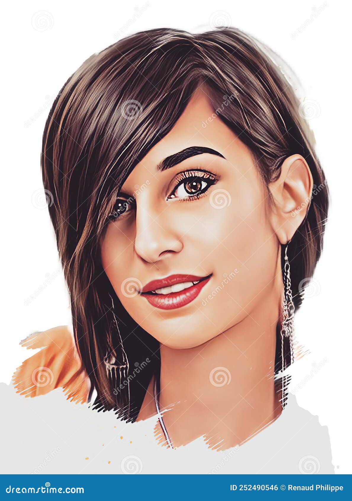 Dibujo de una guapa morena stock de ilustración. Ilustración de encanto ...