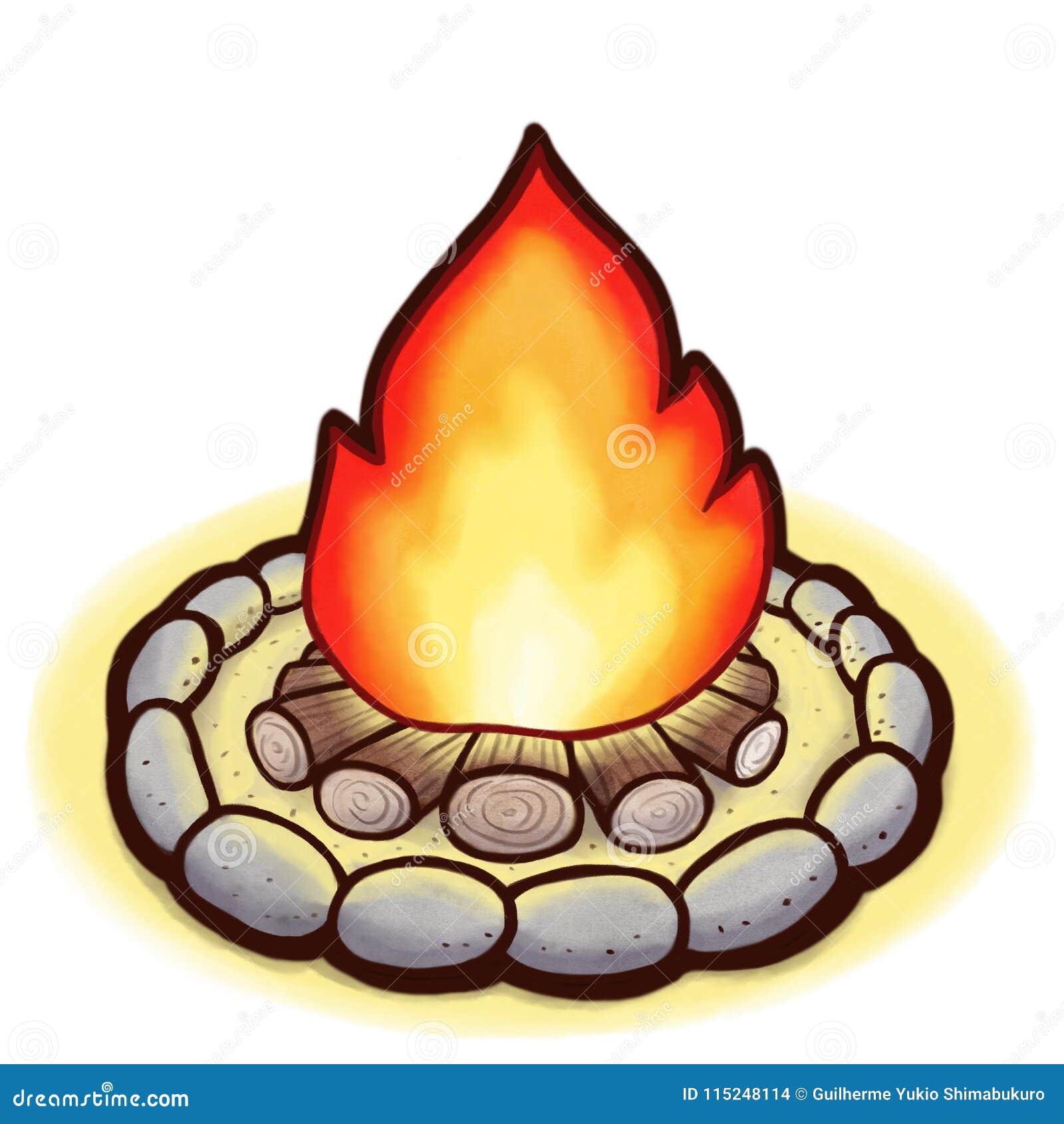 Dibujo De Una Hoguera Aislada Stock de ilustración - Ilustración de rojo, fuego: 115248114