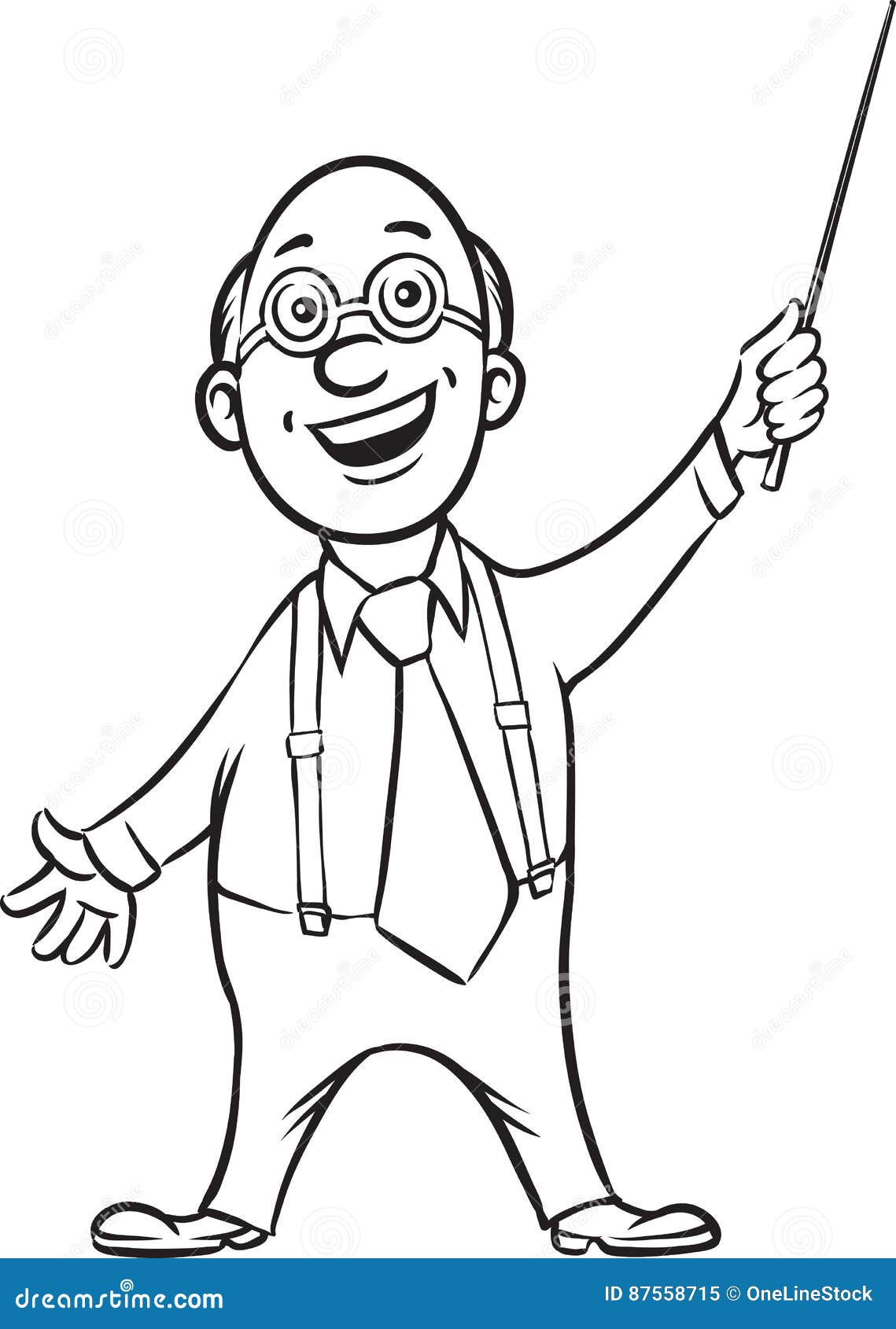 Dibujo De Whiteboard - Profesor Sonriente Con El Indicador Ilustración ...